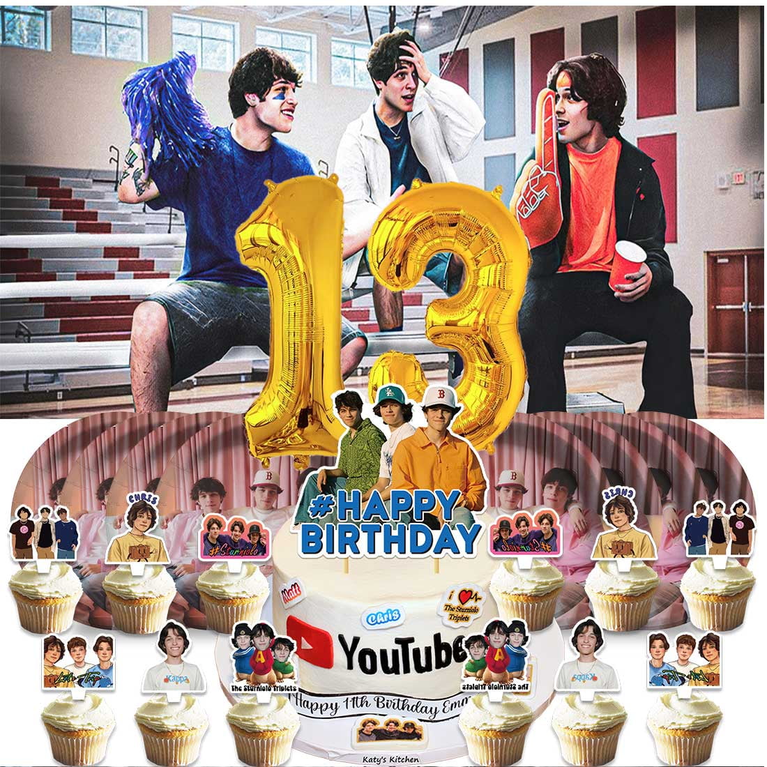 sturniolo triplets Balloons Party Supplies 13th Decor Tableware ...