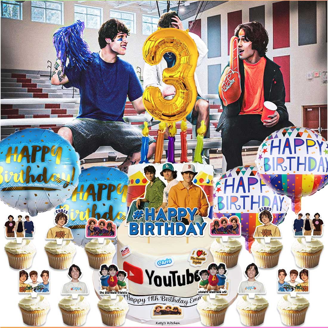 sturniolo triplets Party Supplies Decor 3rd Kit Balloons Birthday Cake ...