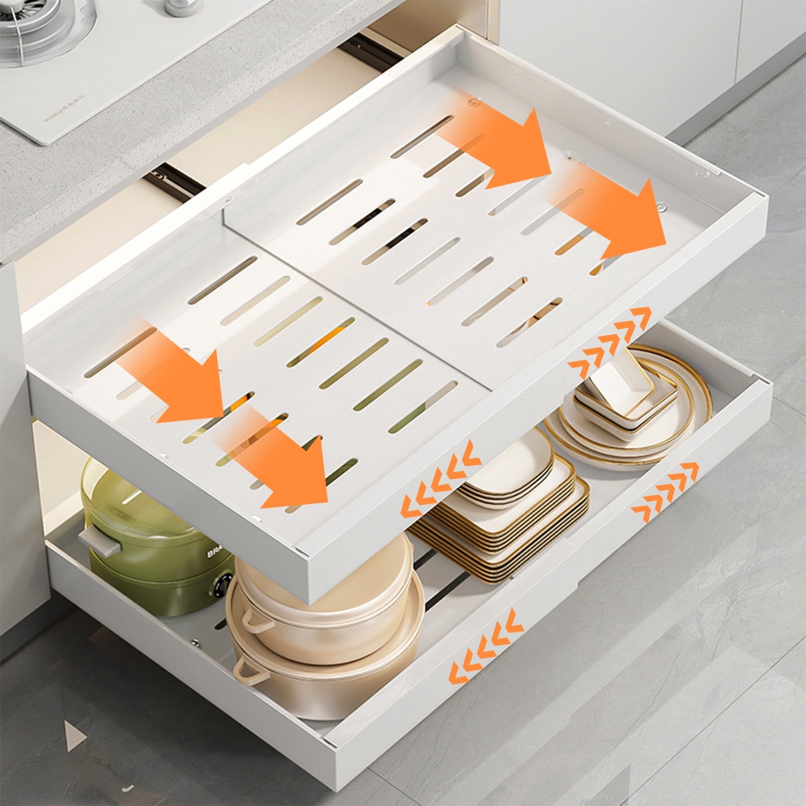 stusgo 2 Pcs Expandable Pull out Cabinet Organizer, Adjustable Slide ...