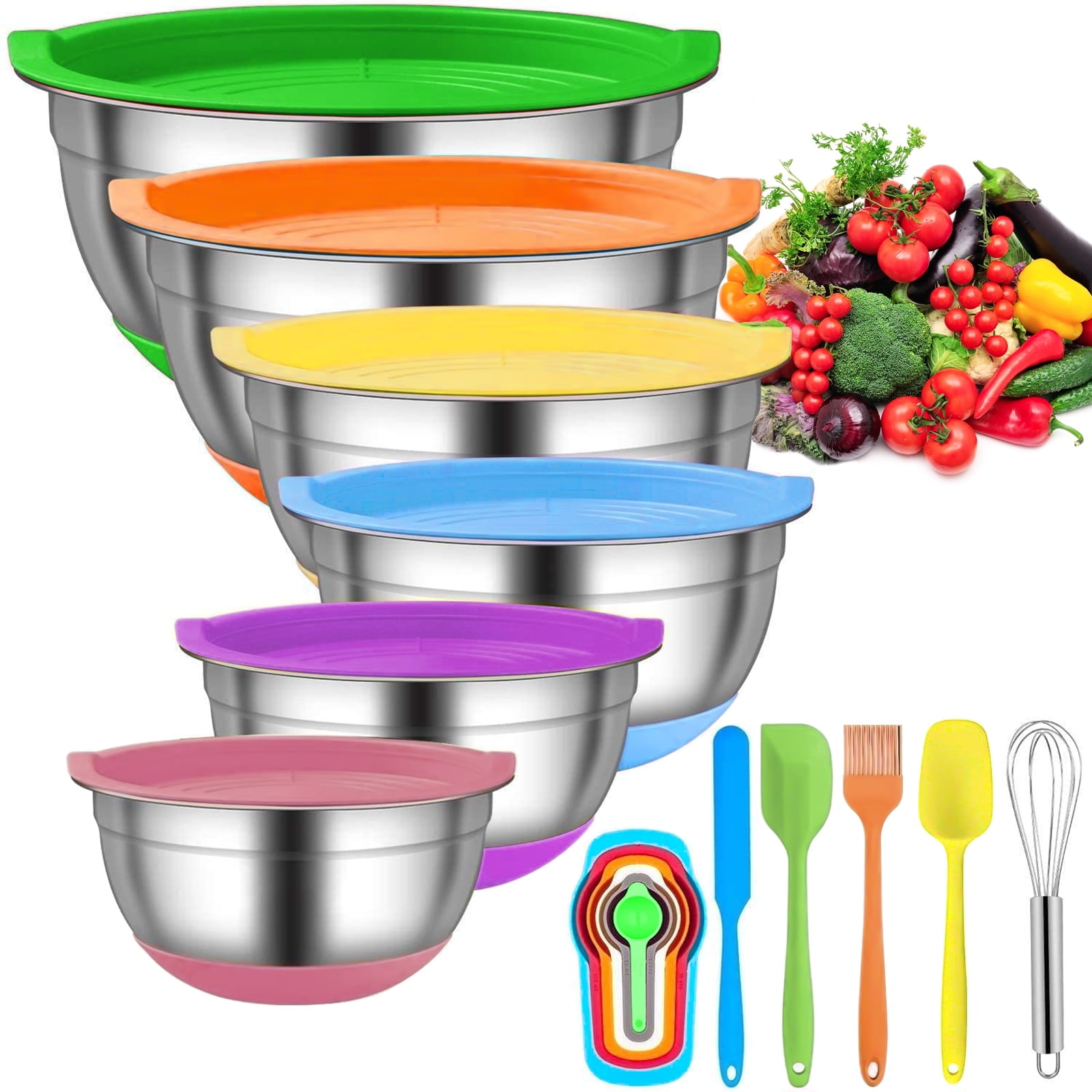 Stusgo 6-Piece Stainless Steel Mixing Bowls with Non-Slip Bottoms ...