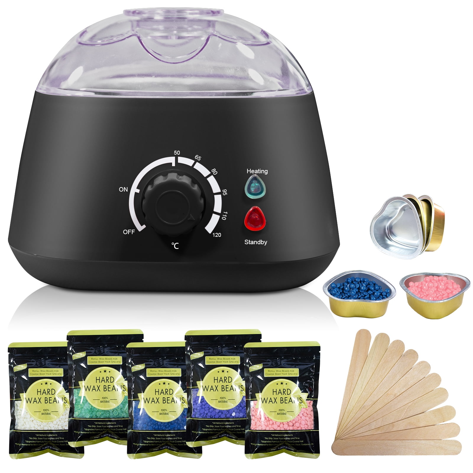 stusgo Black Wax Melt Warmer Kit for Women Men Hair Removal,Waxing Kit ...