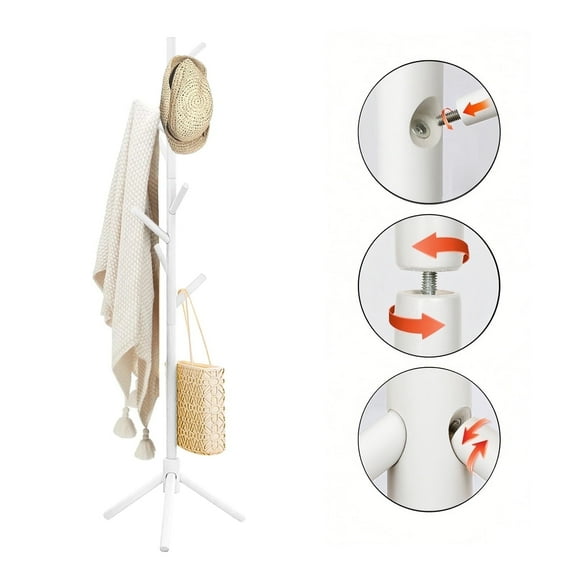 2 PCS Coat Rack, Freestanding Coat Rack with 8 Hooks and 3 Adjustable ...