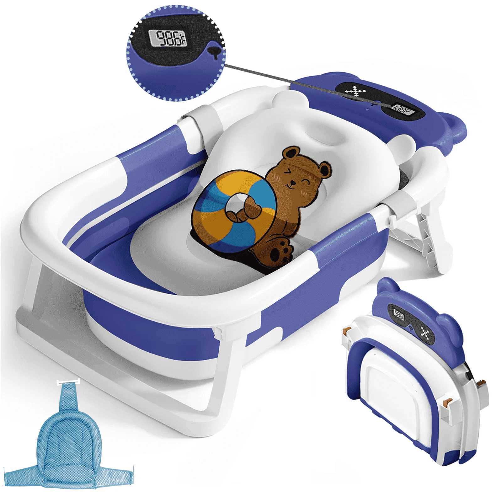 stusgo Collapsible Baby Bathtub, Plastic Baby Bath Tub with Soft ...