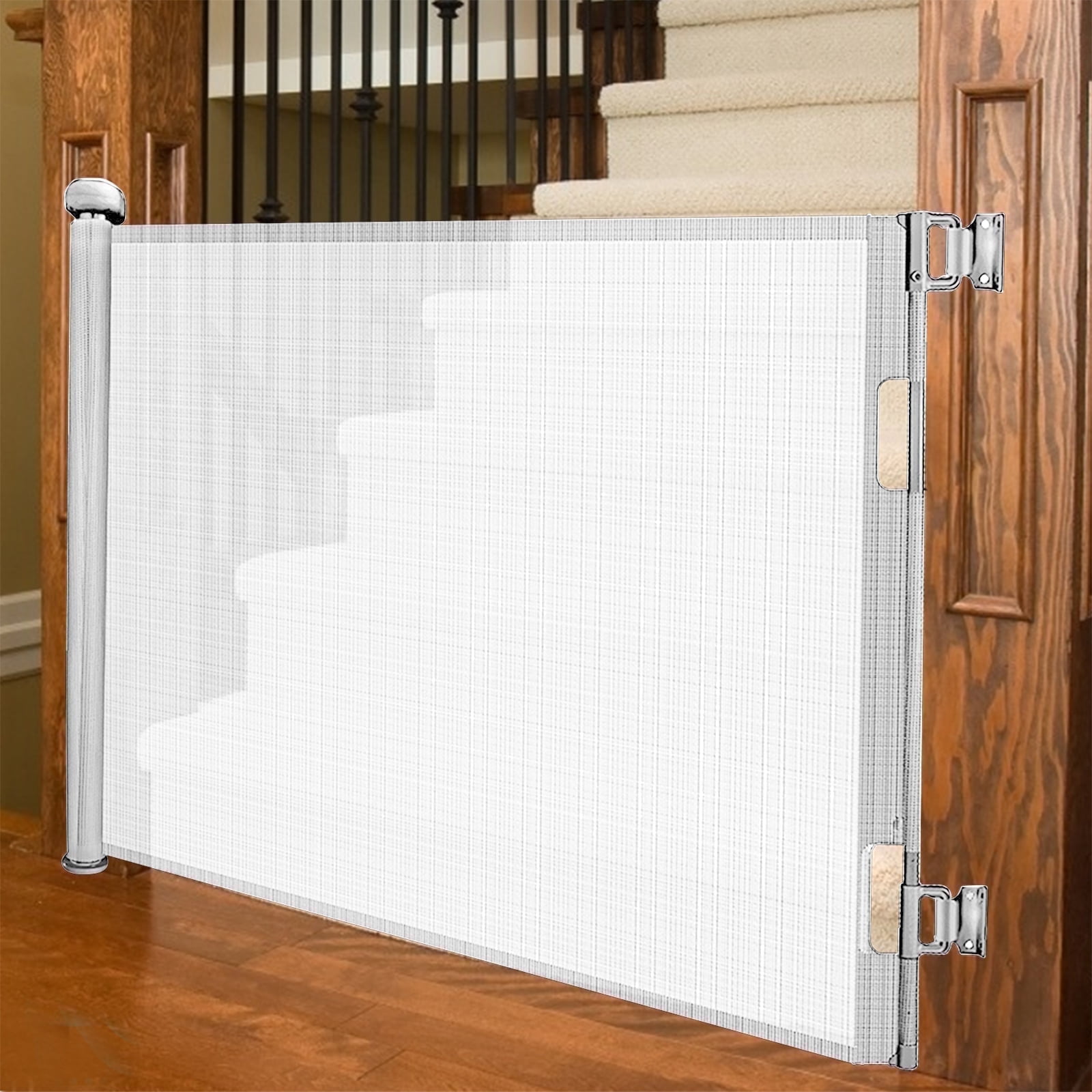 stusgo Retractable Baby Gate 33"x118"（3m）- Retractable Dog Gate（White ...
