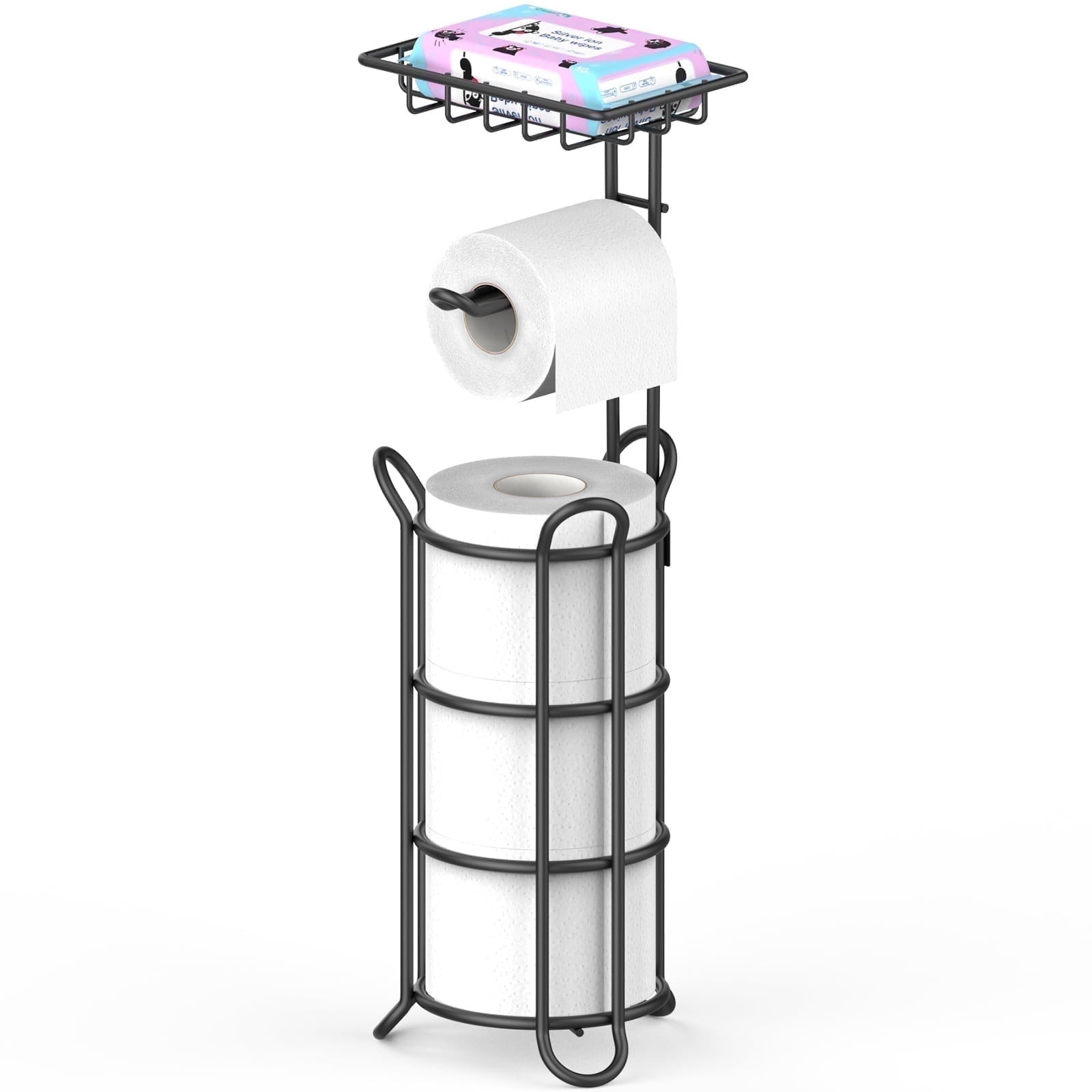 stusgo Free Standing Toilet Paper Holder, Vertical Paper Storage Steel ...