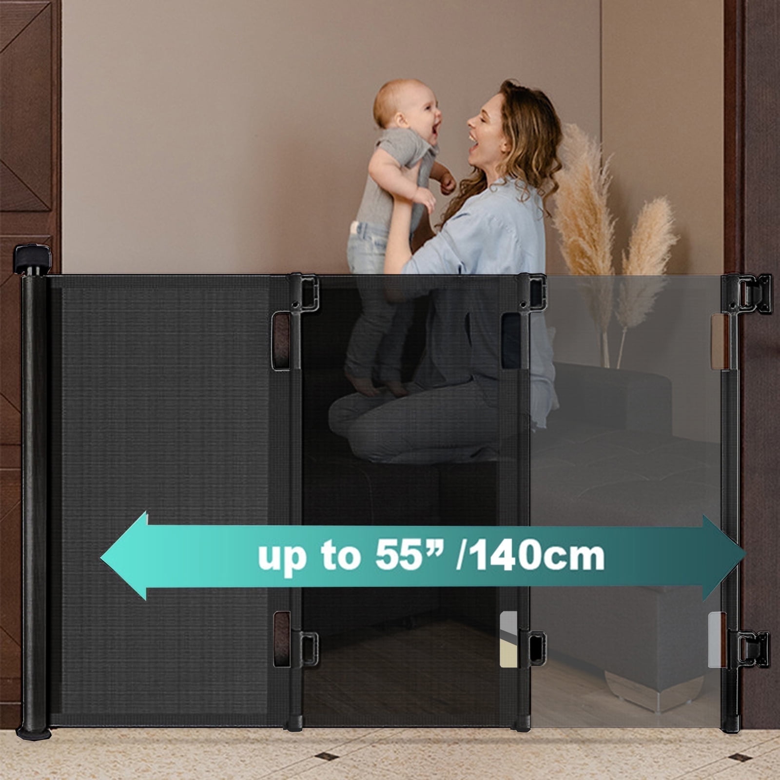 "Stusgo Retractable Baby/Dog Gate, 33"" Tall, Extends to 55"", Indoor ...