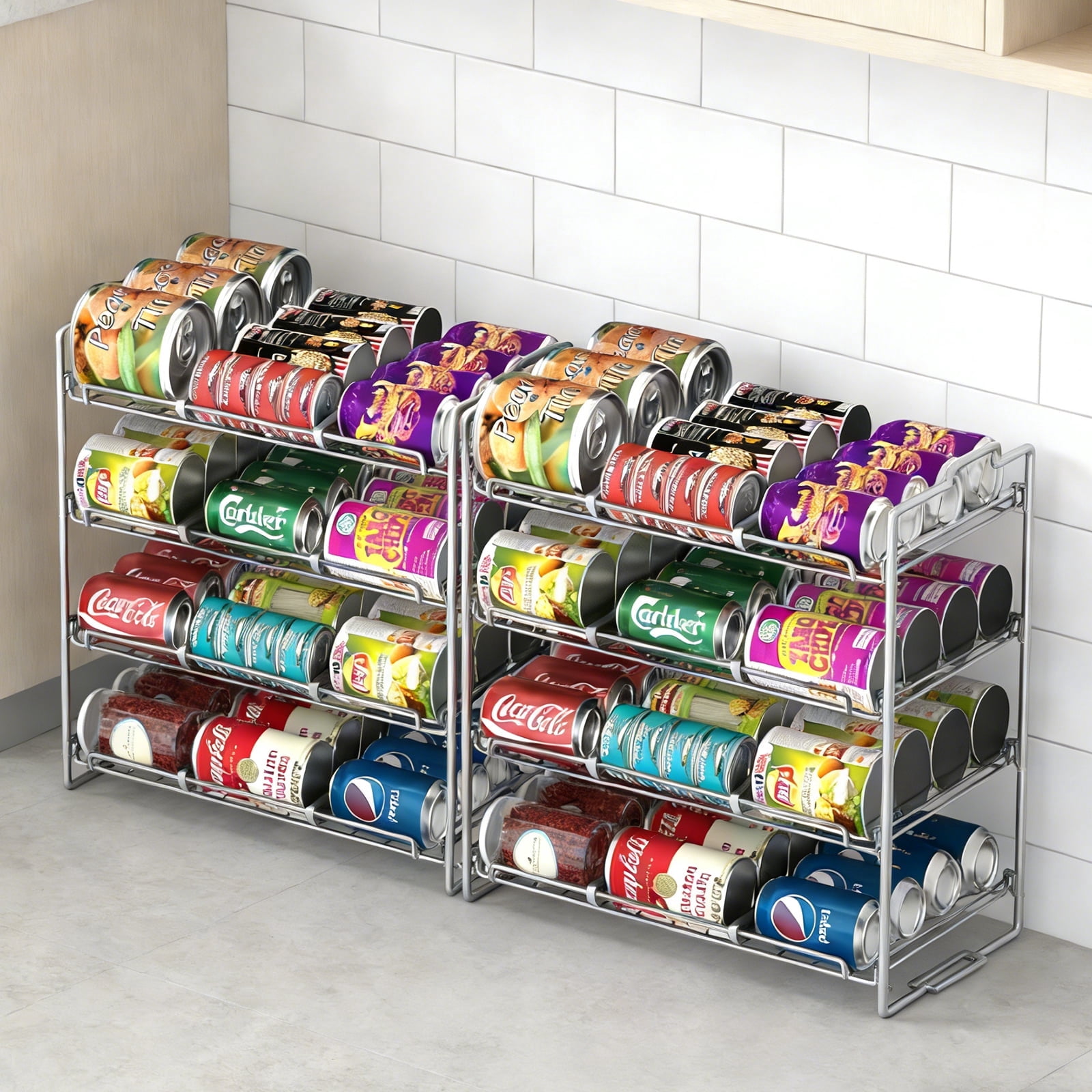 stusgo 2 Pcs 4 Tiers Stackable Can Rack Organizer, Wear-resistant ...