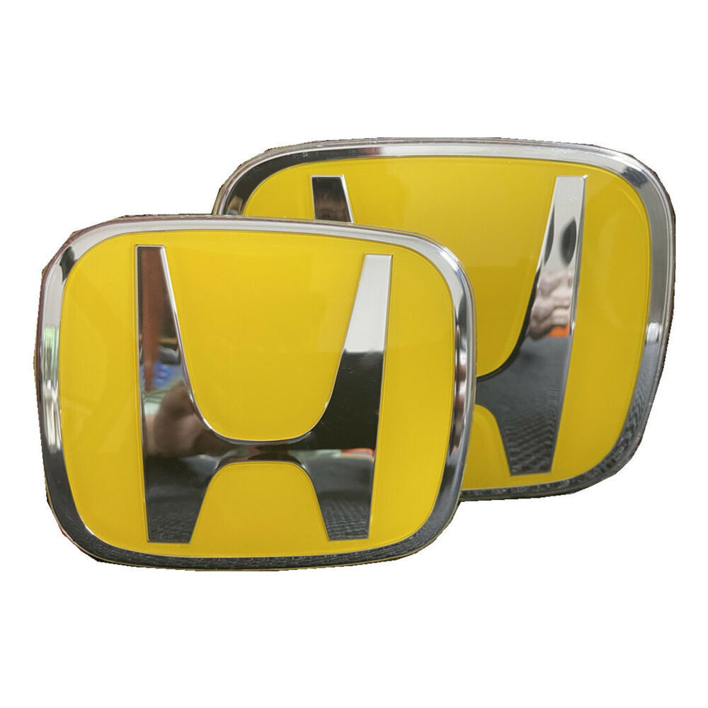style 2-piece JDM yellow front+pearl Emble-m badge suitable for citizen ...