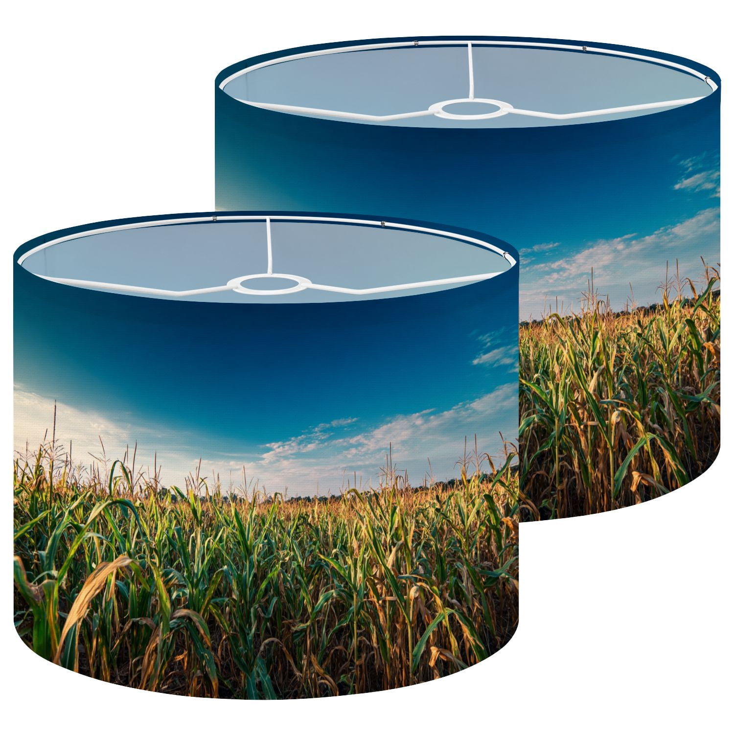 Lampshades 2 Pack Green Maize Corn Field Plantation Summer Agricultural ...