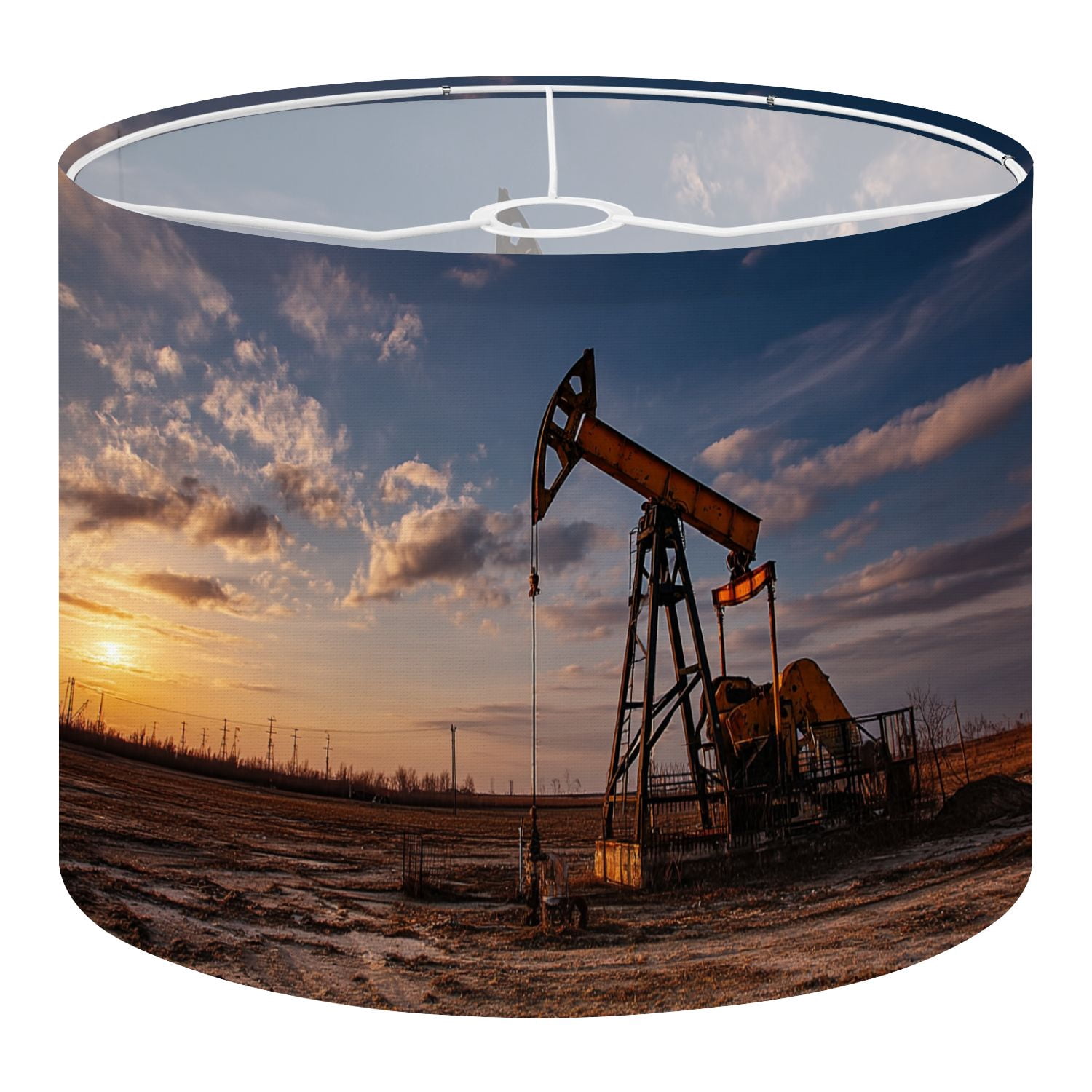Linen Drum Lampshades Oil pump rig Oil gas Oilfield site Pump are ...