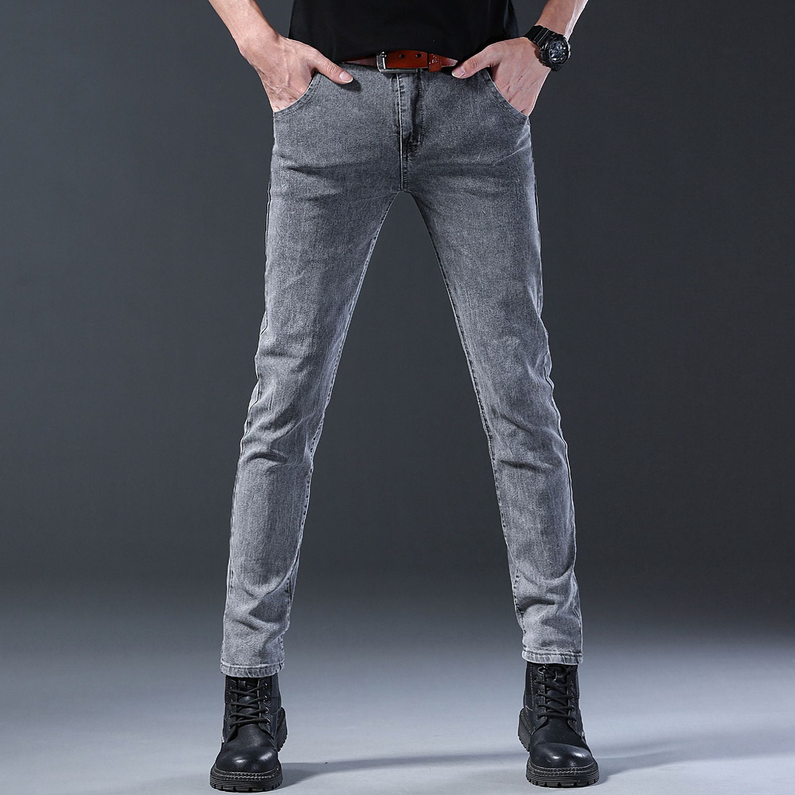 style jeans men‘s slim fit Korean style comfortable straight leg ...
