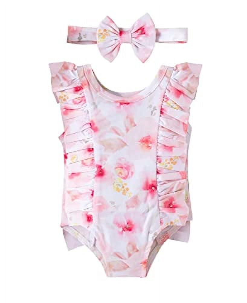 stylesilove Baby Toddler Girls Watercolor Floral Print Ruffled One ...