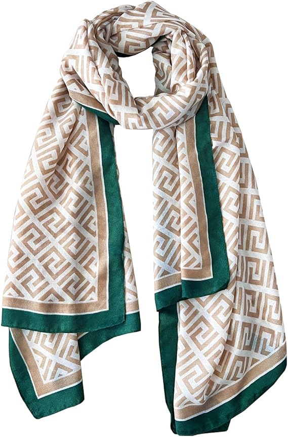 stylesilove Women Geometric Maze Print Scarf with Border Design Soft ...