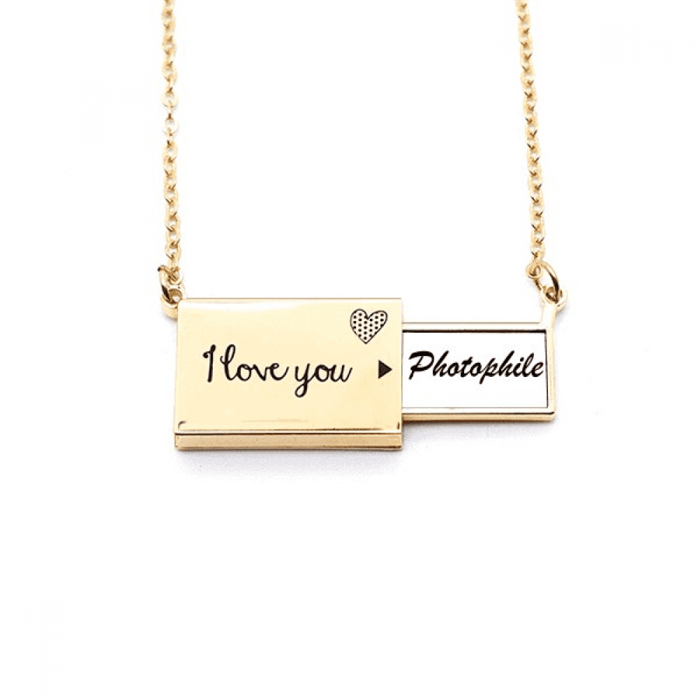 stylish word photophile art deco fashion letter envelope necklace ...