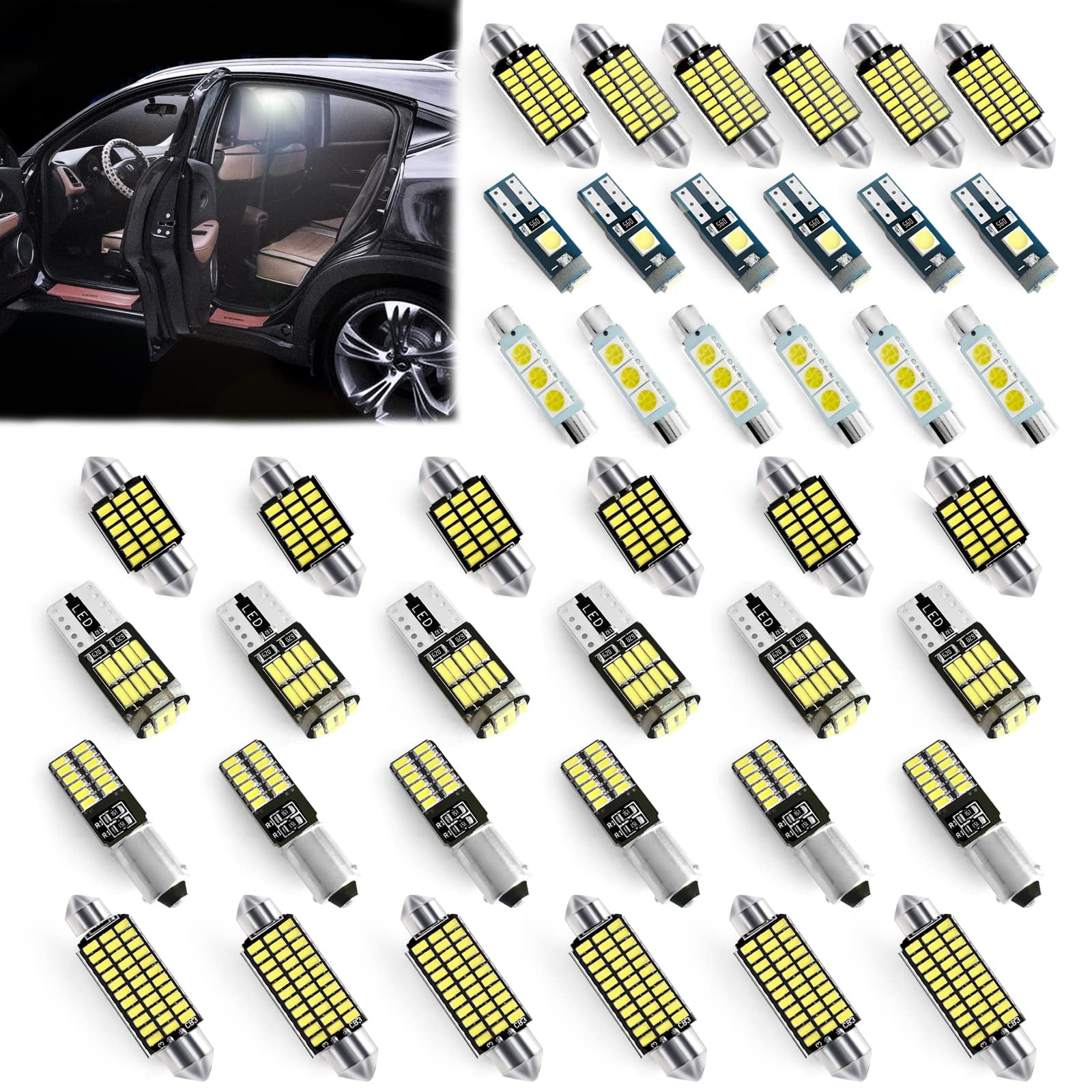 stymart 42Pieces Interior Car CM31 Lights, Car Bulb Kit Set 28 mm 31 mm ...