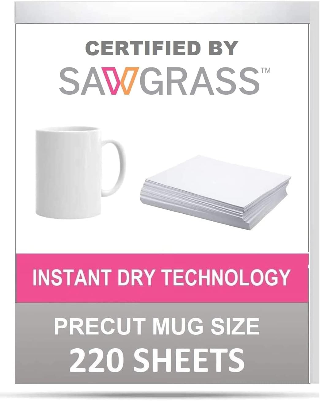 sublimation paper for MUGS (220 sheets) Precut sheet 4 x 9.5 inch - CERTIFIED BY SAWGRASS ...