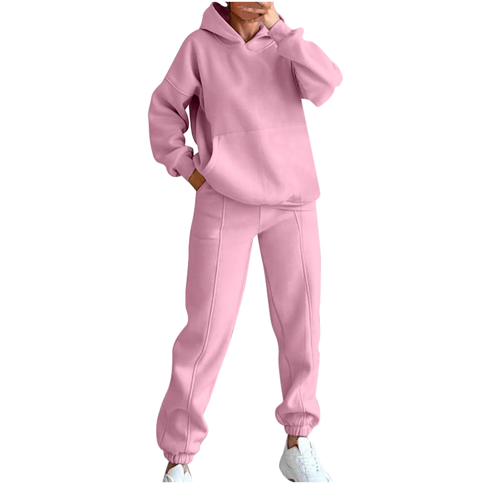 successthop 2 Piece Lounge Set Women Fleece Long Sleeve Hoodie and ...