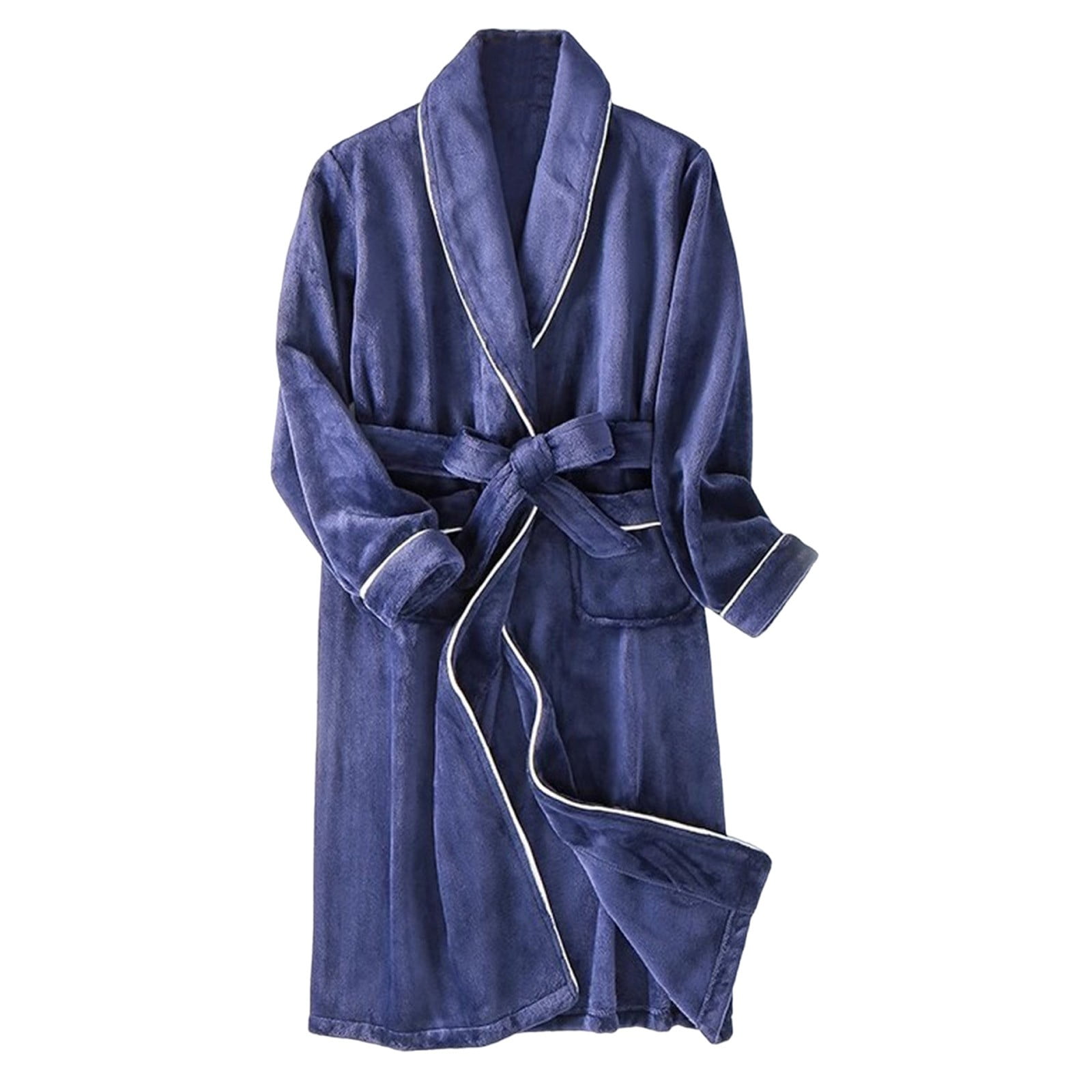 successthop Flannel Robe for Men Plus Size Long Housecoat with Pockets ...