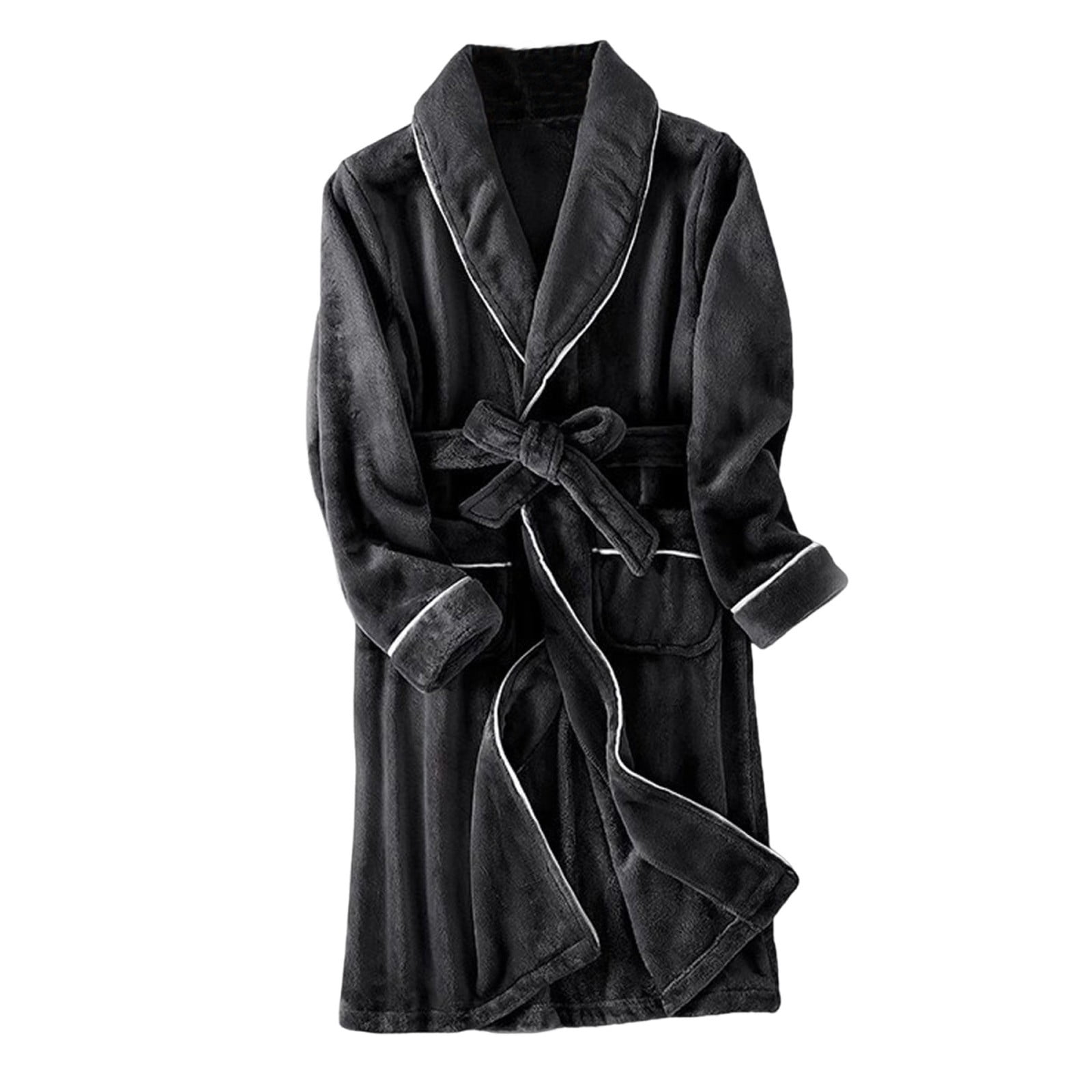 successthop Flannel Robe for Men Plus Size Long Housecoat with Pockets ...