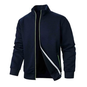 WRKEKC Jackets for Men No Hood Solid Color Zipper Loose Fitting Pocket ...