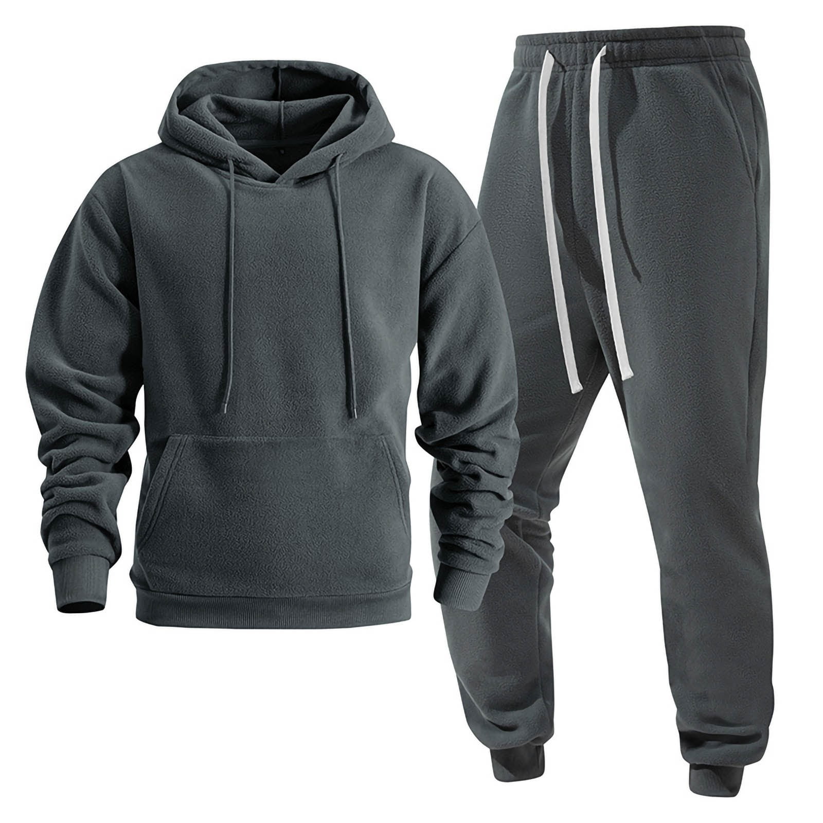 successthop Plus Size Sweatsuit Set Fleece Long Sleeve Crewneck Solid ...