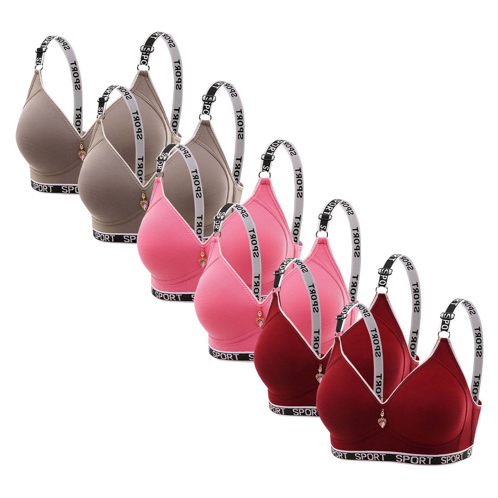successthop Push Up Bras for Women Wireless 6 Pack Deep V Soft ...