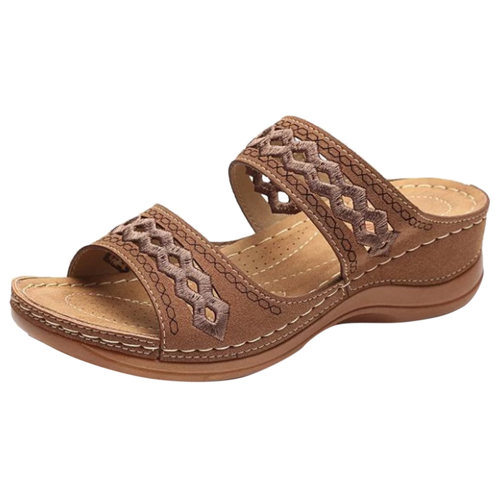 suguoo Wedge Sandals for Women Boho Platform Sandals Open Toe Slip on ...