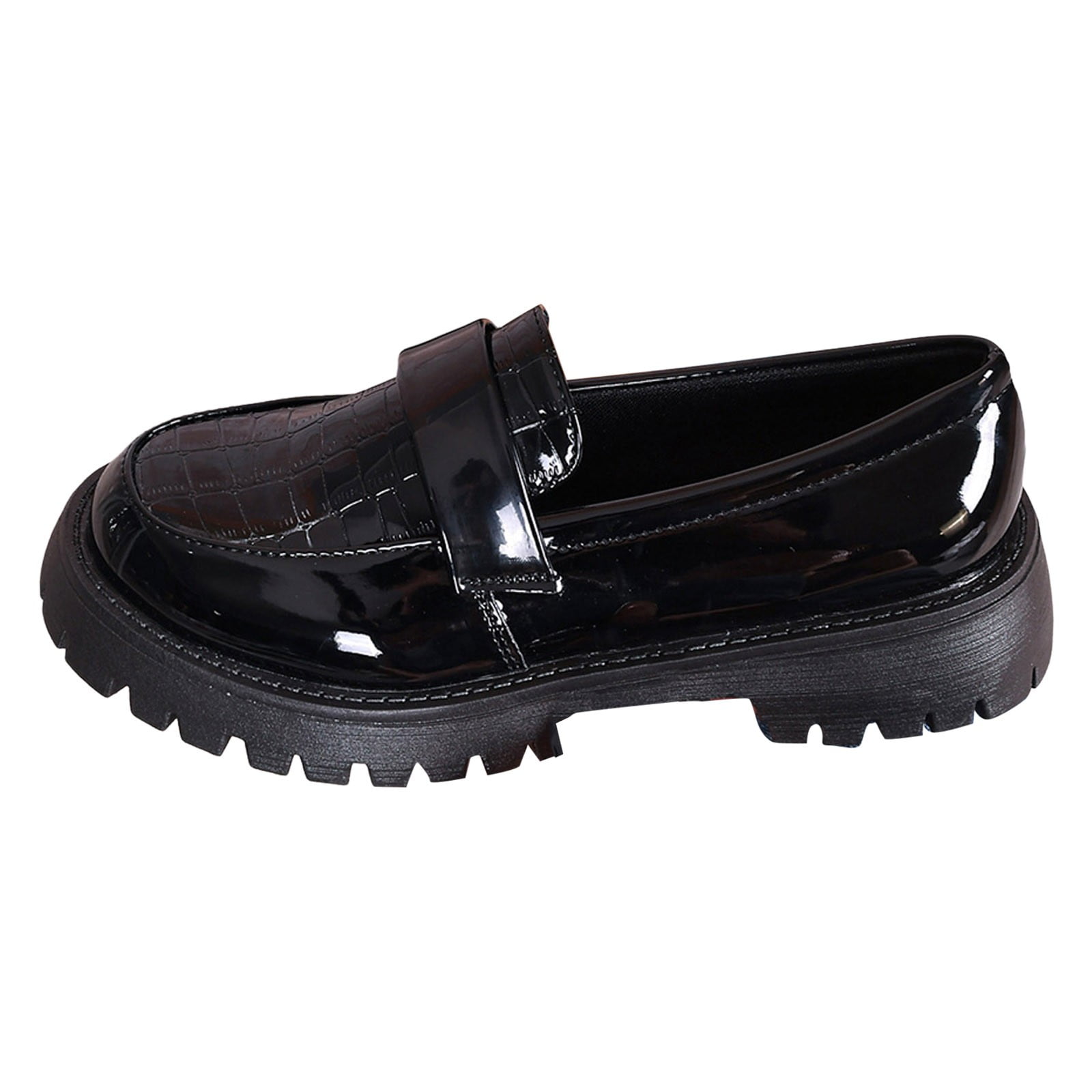 suguoo Women's Low Heel Penny Loafers Shoe Lug Sole Slip on Patent ...