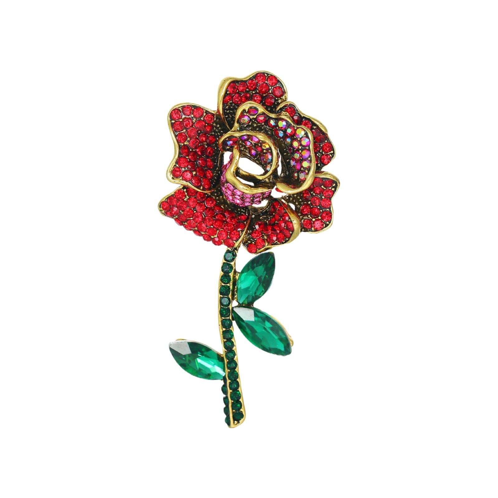 suhtpsw Vintage Rose Brooch Female Diamond Encrusted Flower Pin Coat ...