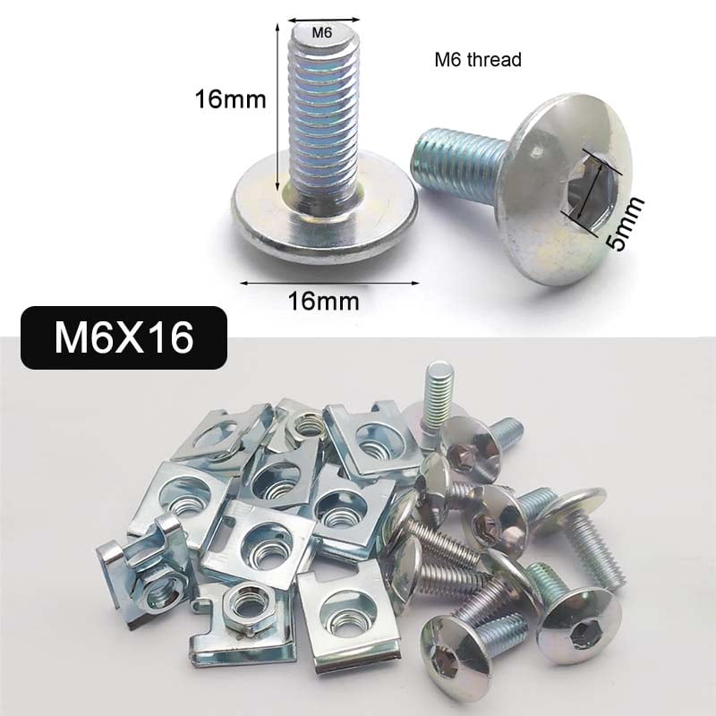 suitable for Pack of 10 Set M6 Sliver Motorcycle Scooter ATV Moped ...