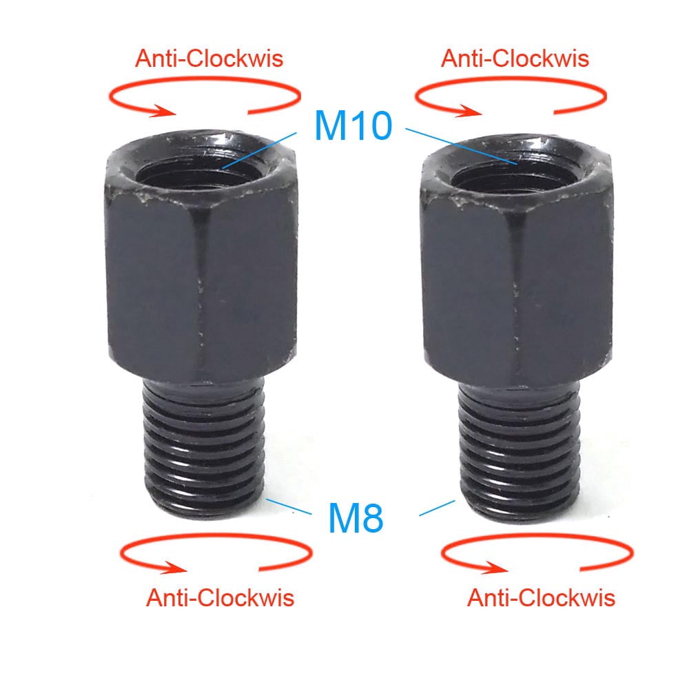 Suitable for Pair Black Motorcycle Mirror Adapters M10 10MM M8 8MM ...