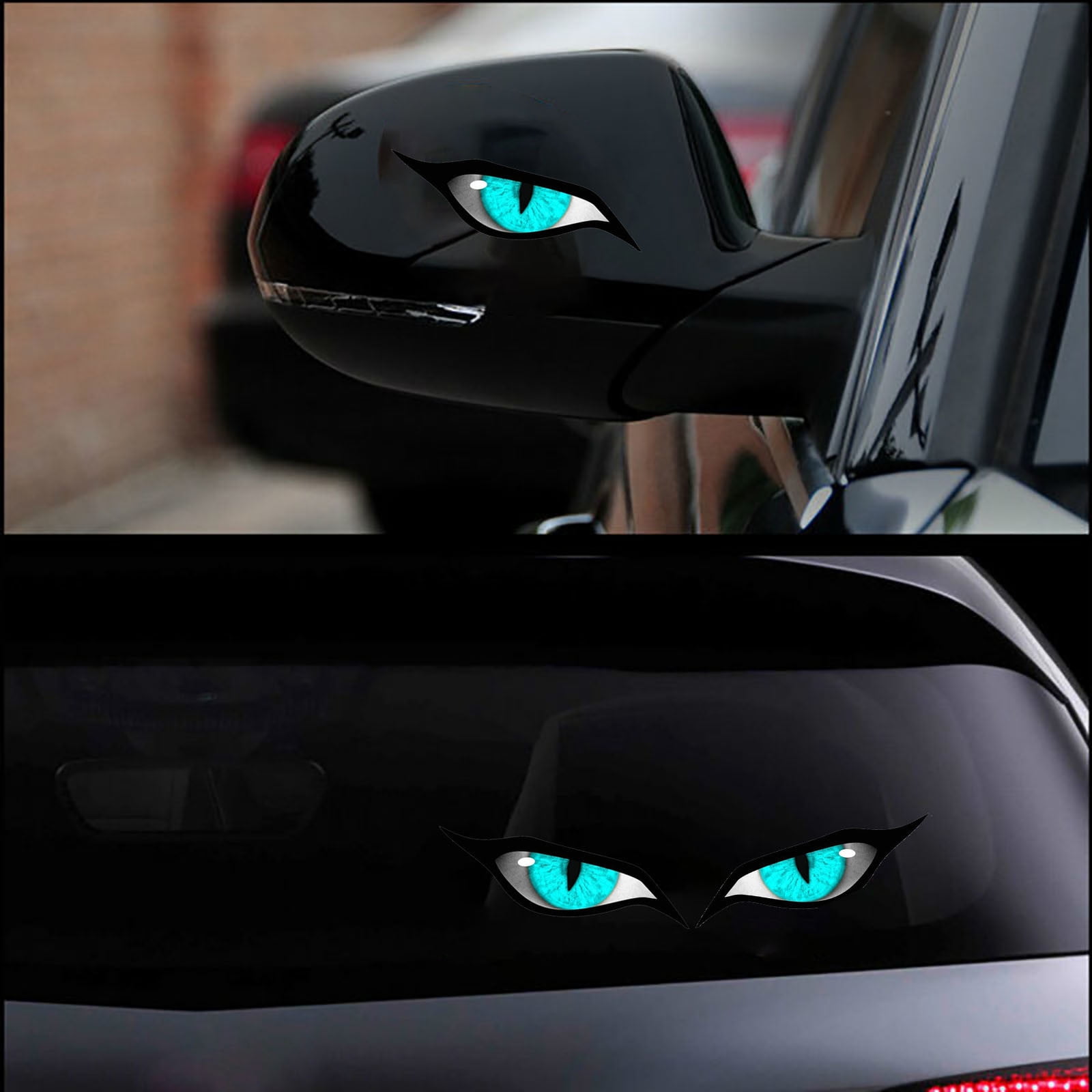 sulihua 1 Pair Cartoon Cat Eyes Car Stickers, Waterproof Self-Adhesive ...