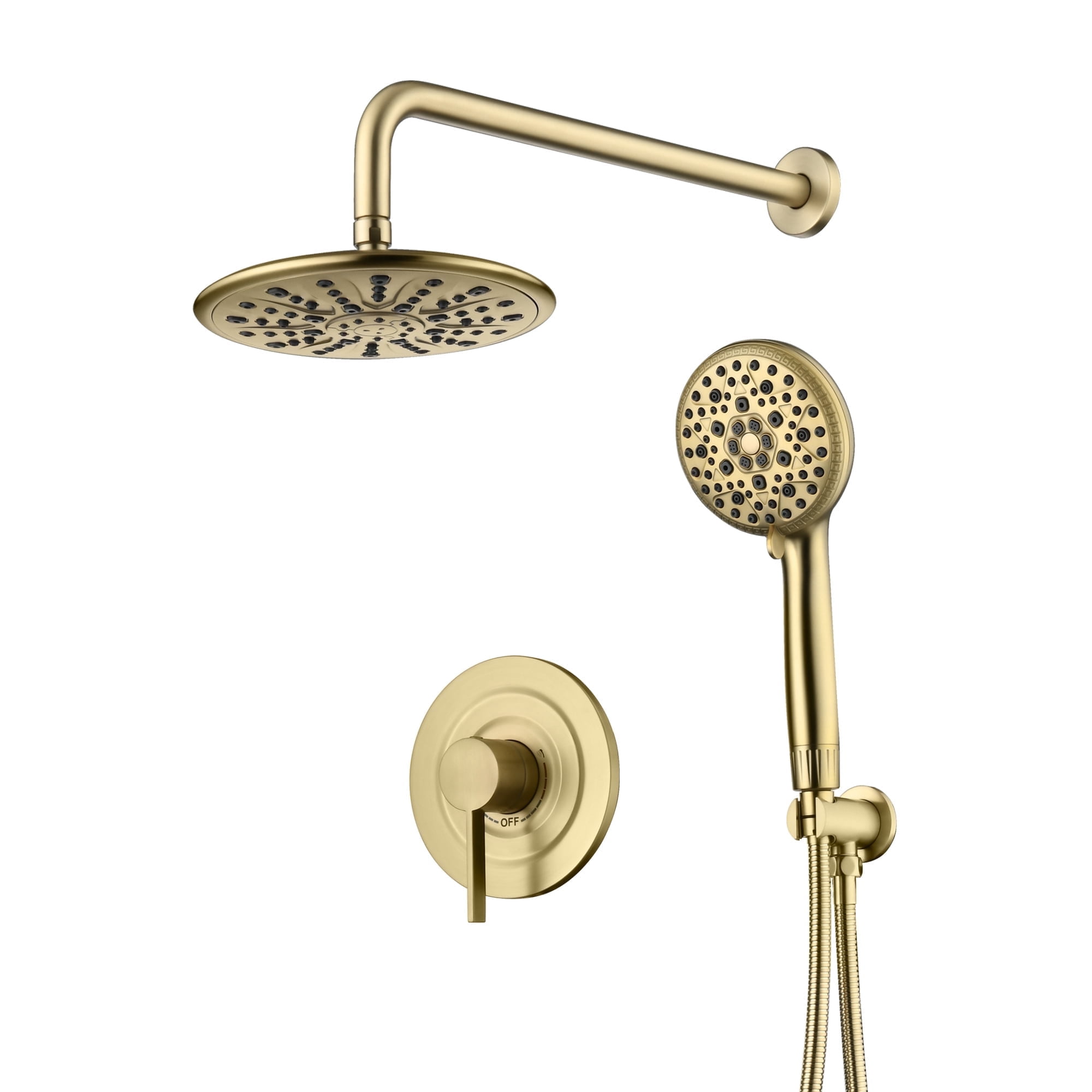 sumerain Brushed Gold Bathroom Shower System with 9 Spray Modes ...