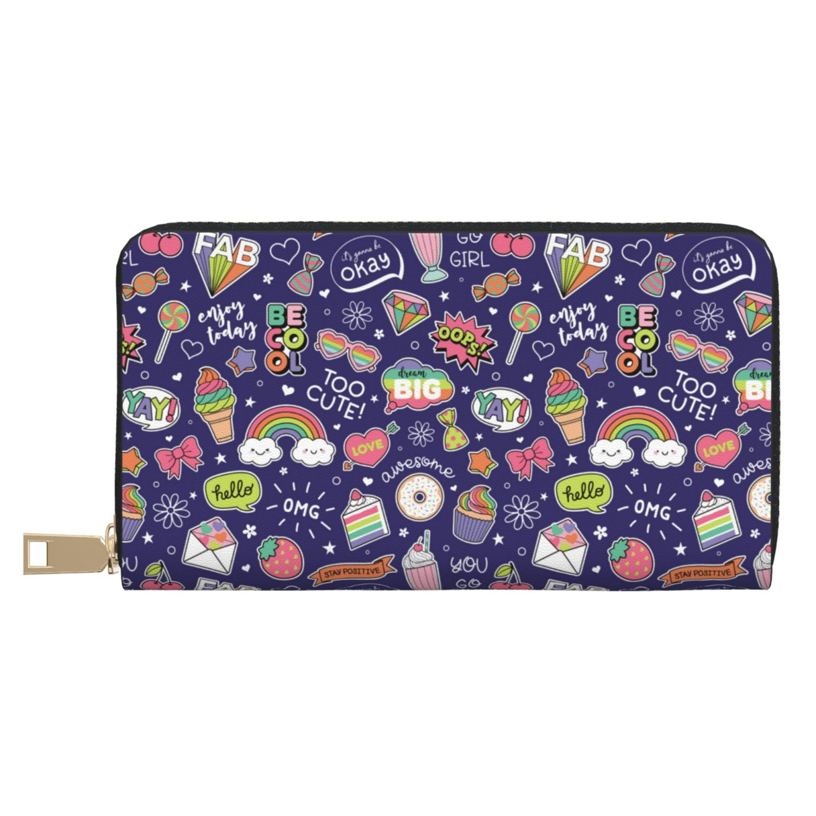 summer Cute starwberry ice cream Wallet Women, Leather Bifold Multi ...