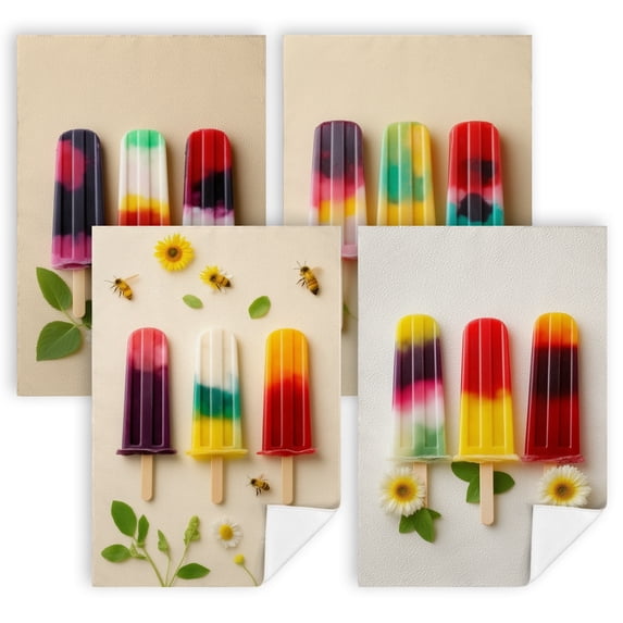 summer dish towels Three popsicles sitting on top of each other on a ...