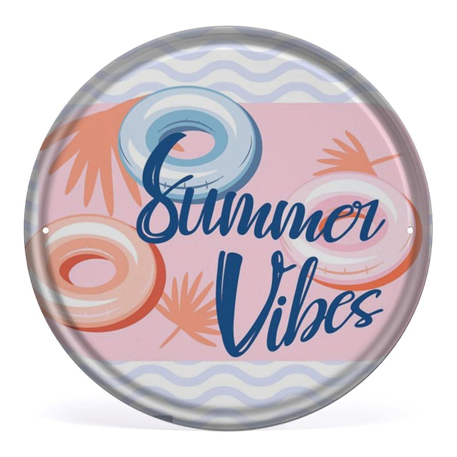 summer door sign summer vibes Round Metal Sign Yard Decor Holiday ...