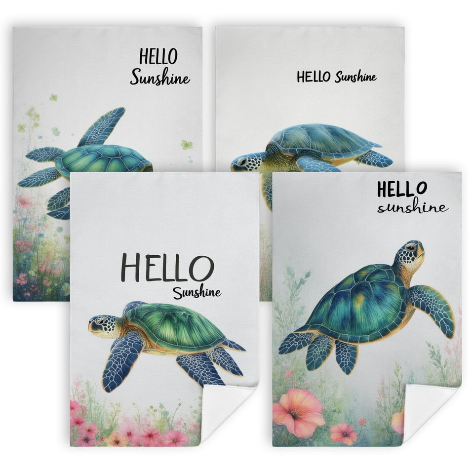 summer hand towels for bathroom A painting of a sea turtle swimming in ...