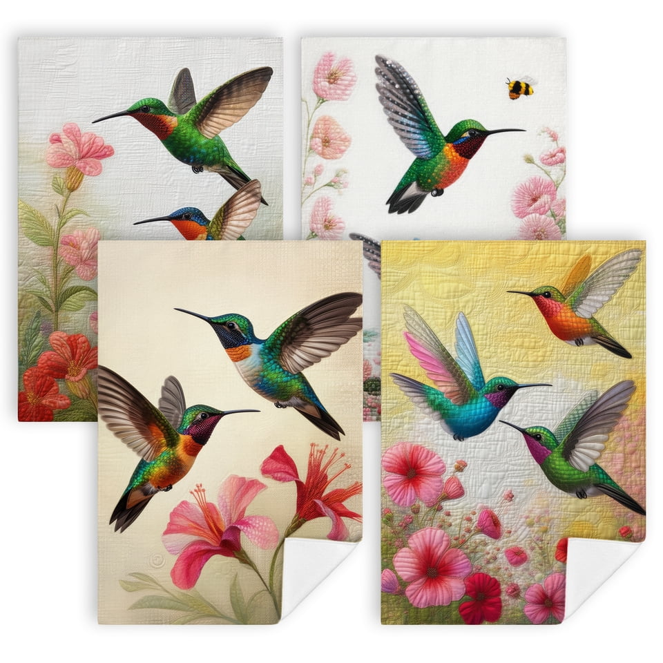 summer hand towels for bathroom A painting of two hummingbirds flying ...