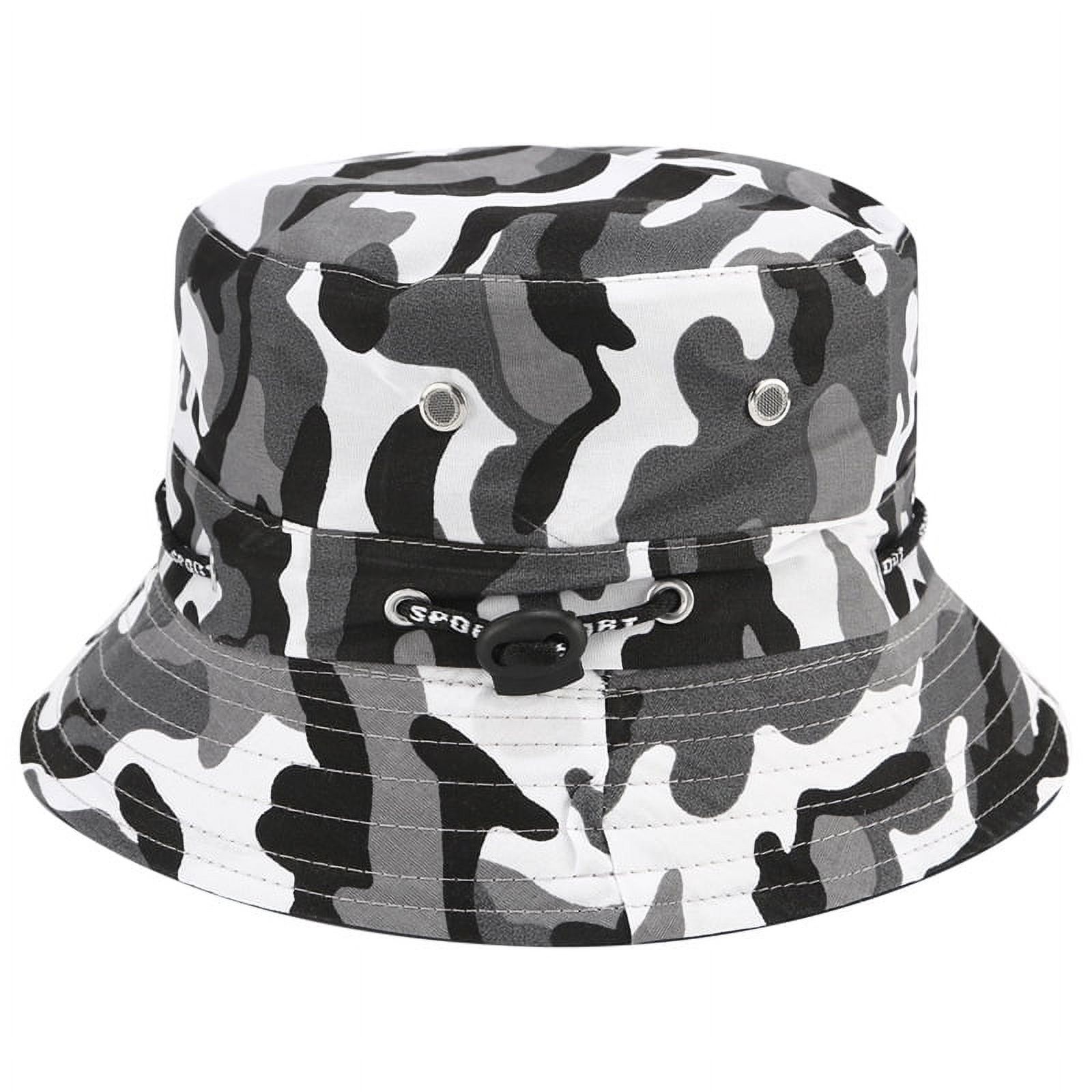 sun cap with wide brim with chin strap, side press studs and ...