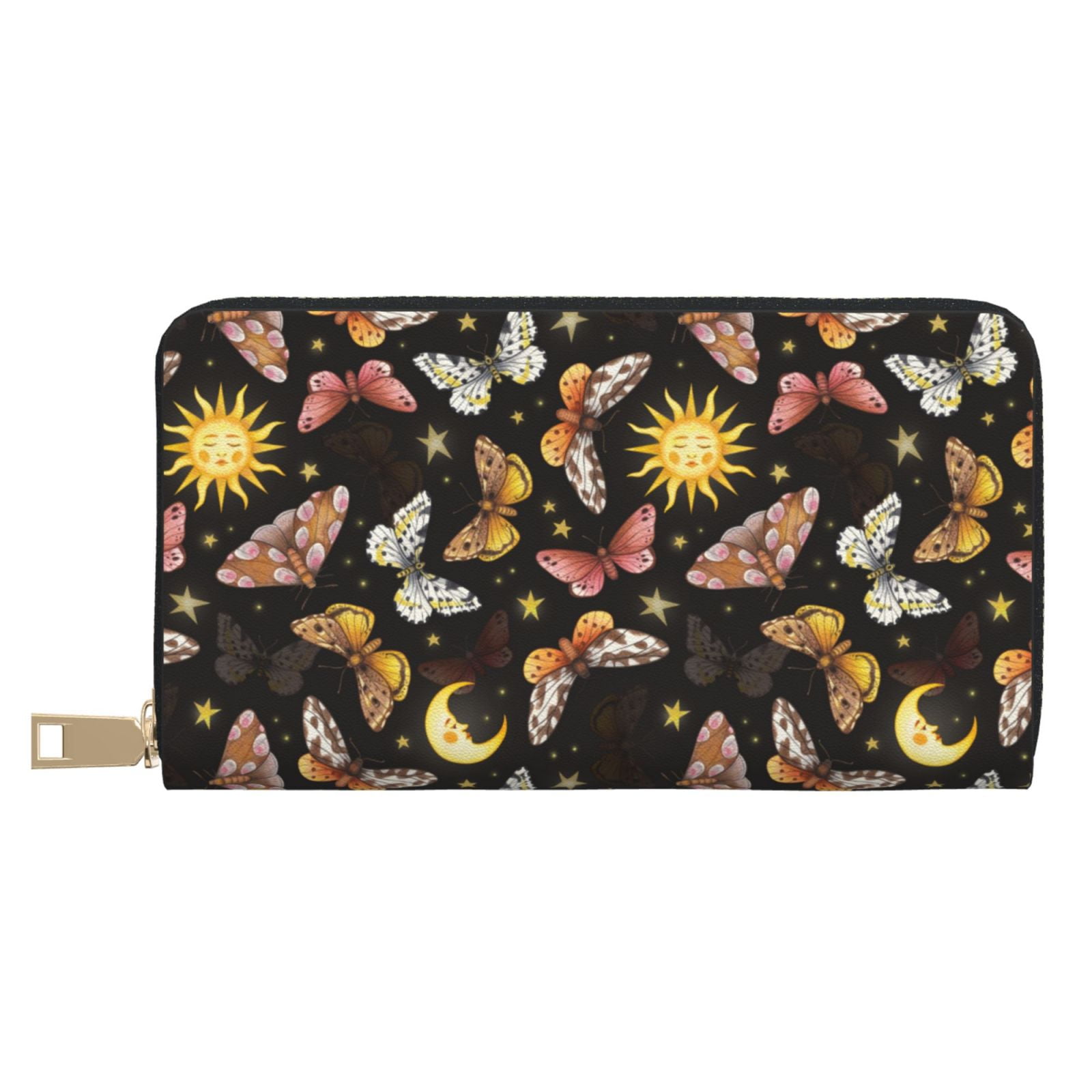sun moon starry sky butterfly Wallet Women, Leather Bifold Multi Card ...