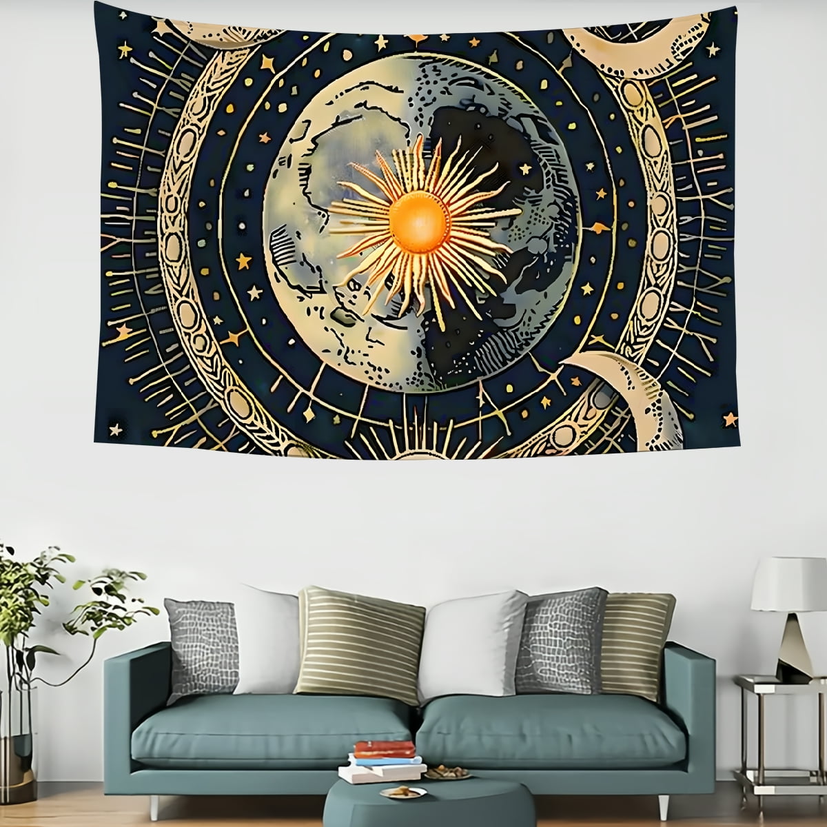 sun moon stars Decorations for Dorm, 100% Polyester Tapestry and wall ...