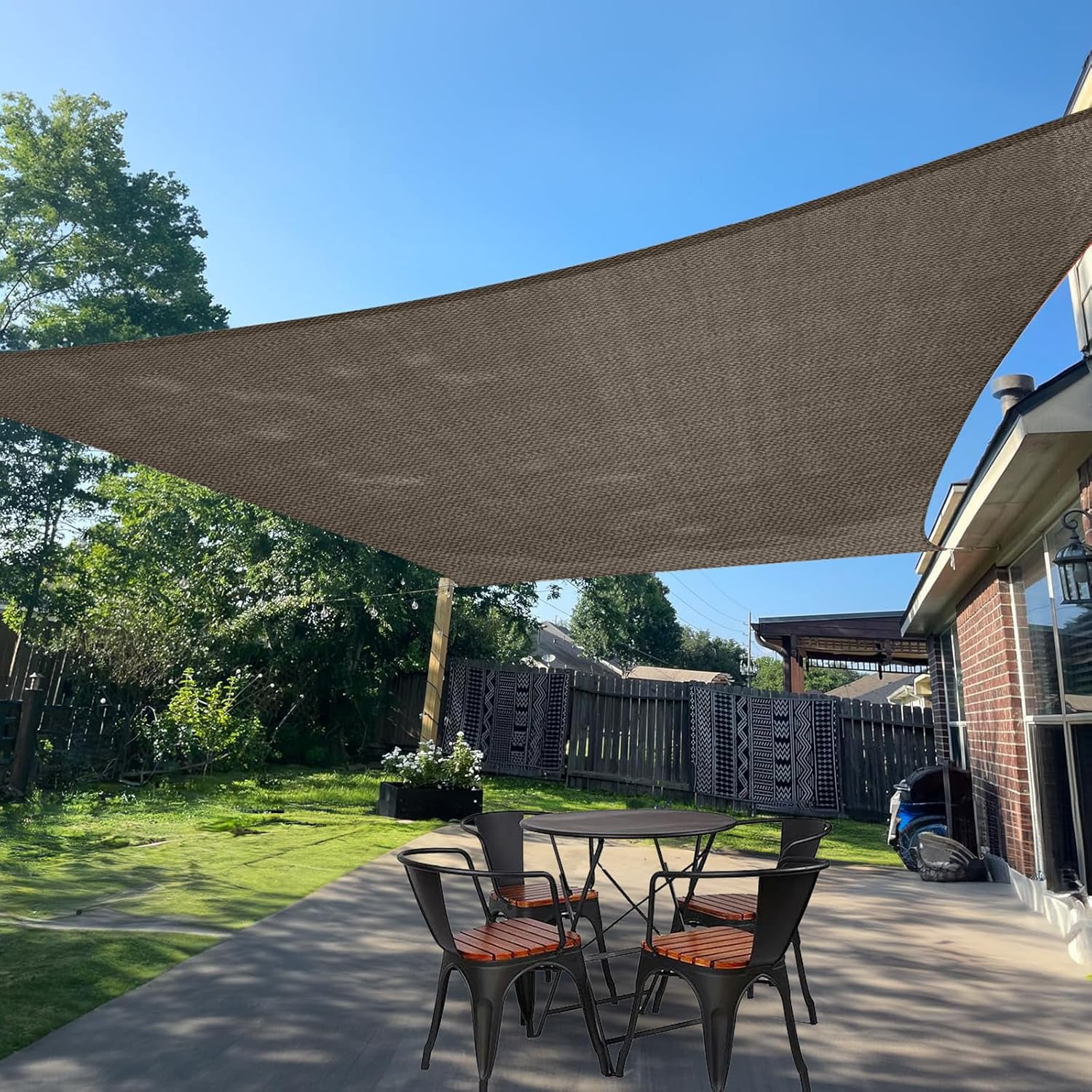 **sun shade sail 10' x 17' brown rectangle canopy sail shade cover uv ...