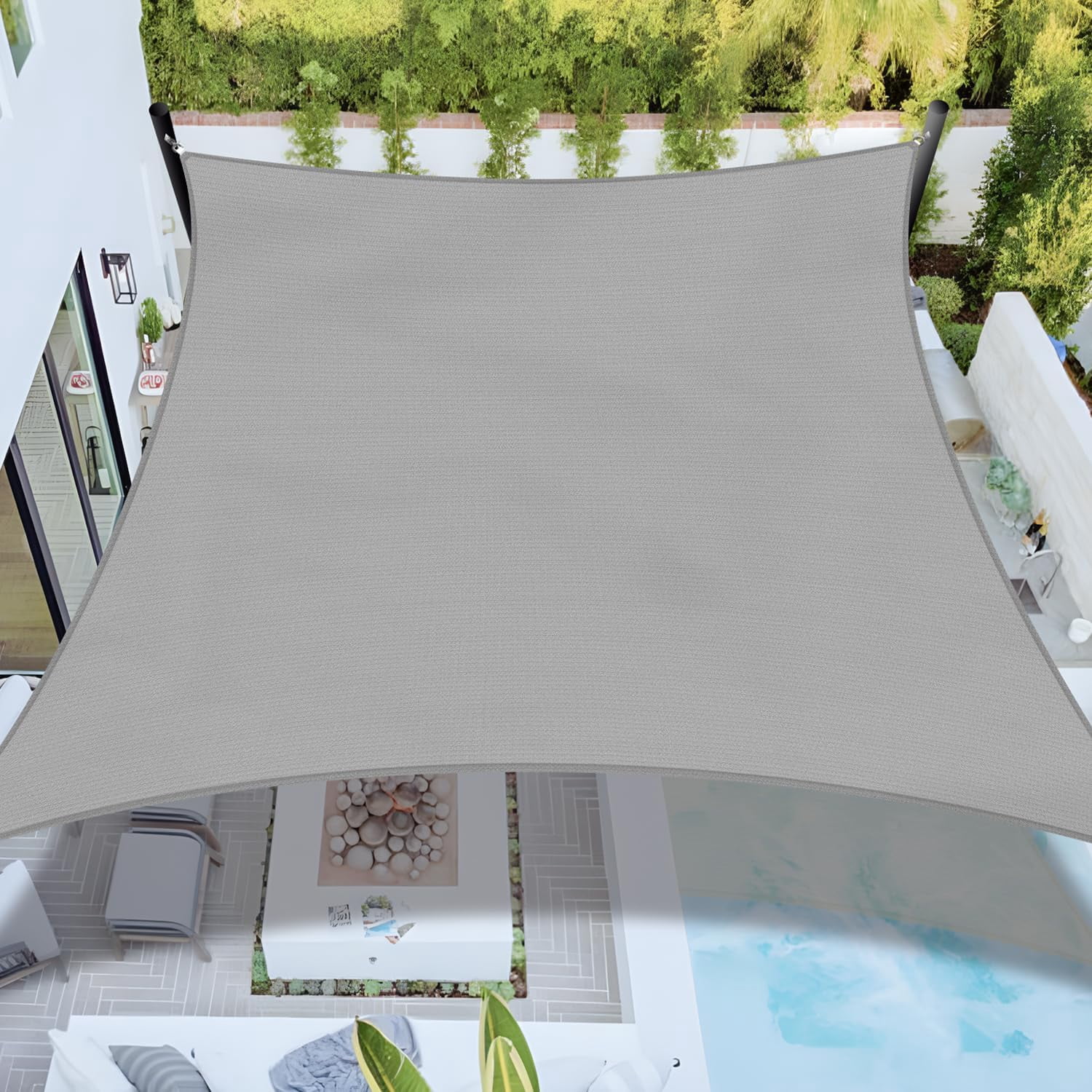 sun shade sail 18'x18' rectangle shade cloth for garden, permeable ...