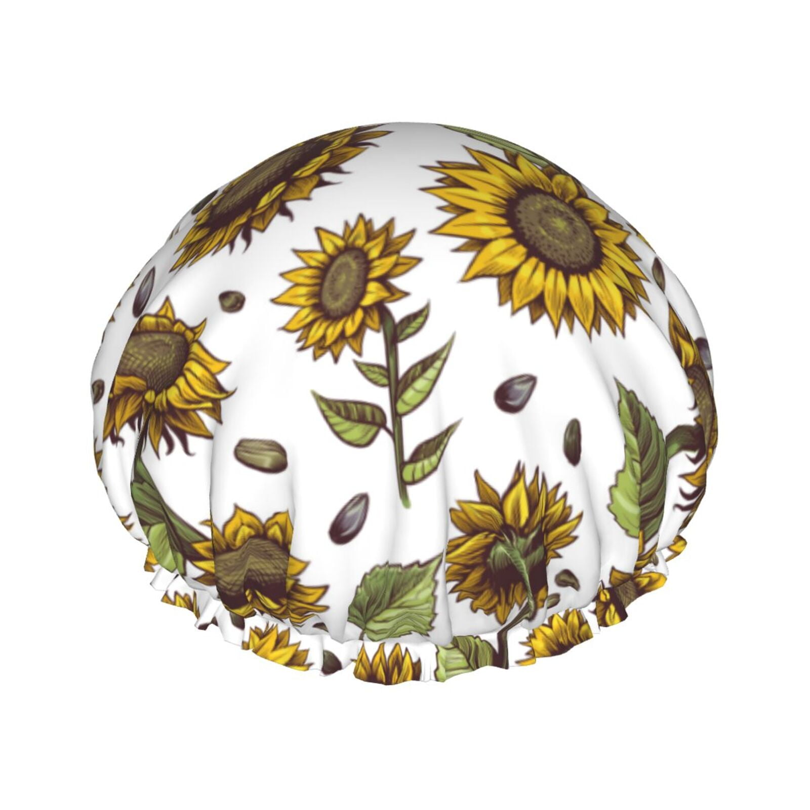 sunflower_A Shower Cap, Reusable Bath Hair Hat for all Hair Lengths ...