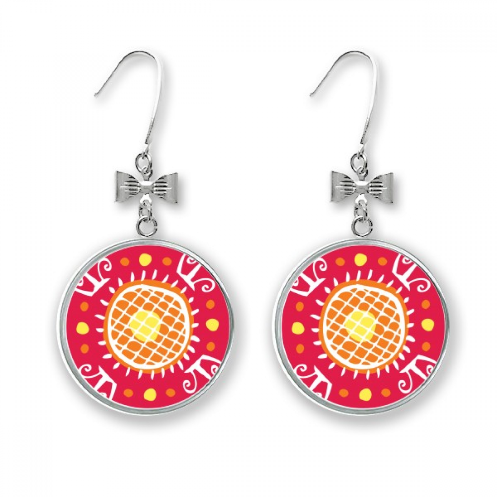 sunflower mexico totems ancient civilization bow earrings drop stud ...