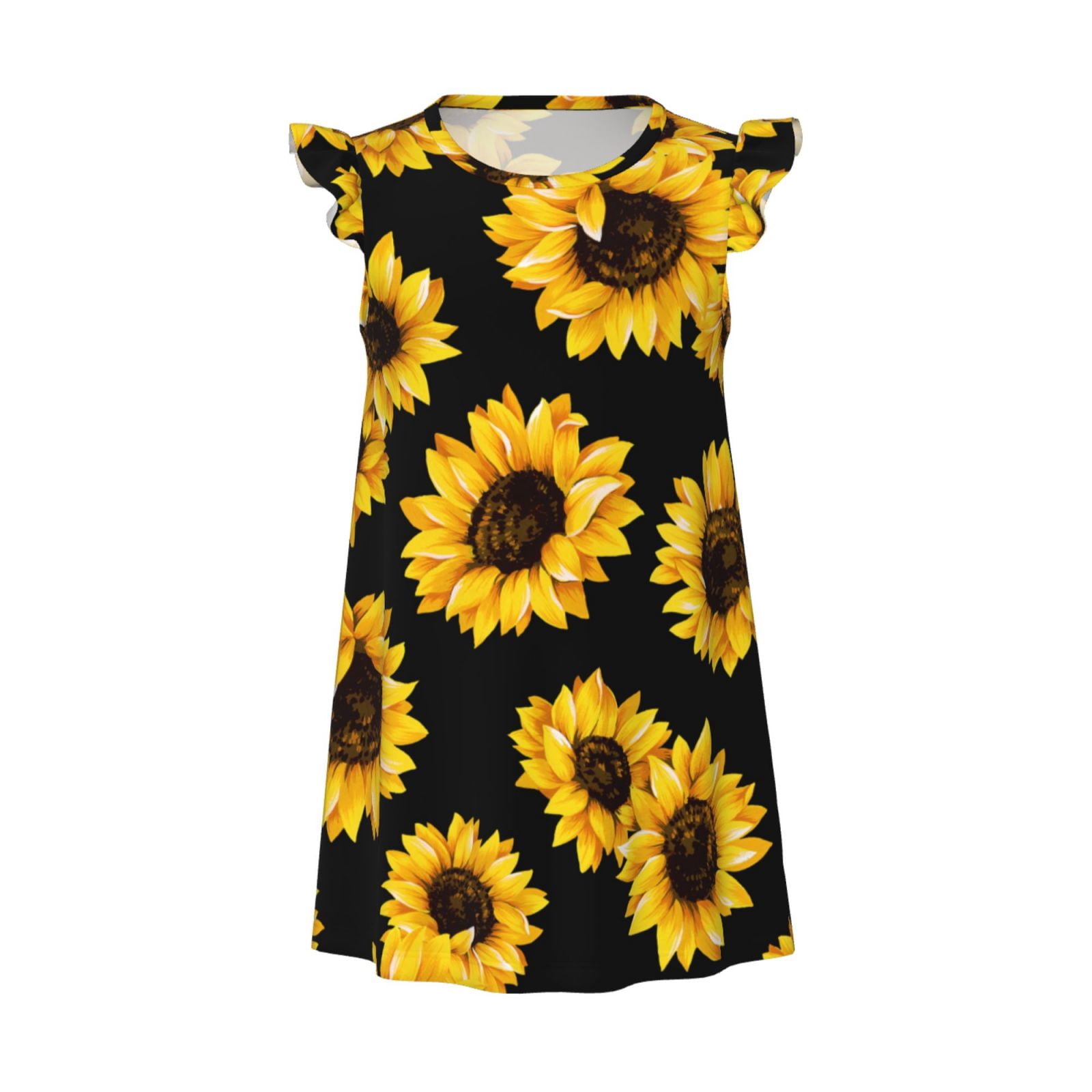sunflower pattern Girls Nightgowns, Short Sleeves Princess Dress, Girls ...