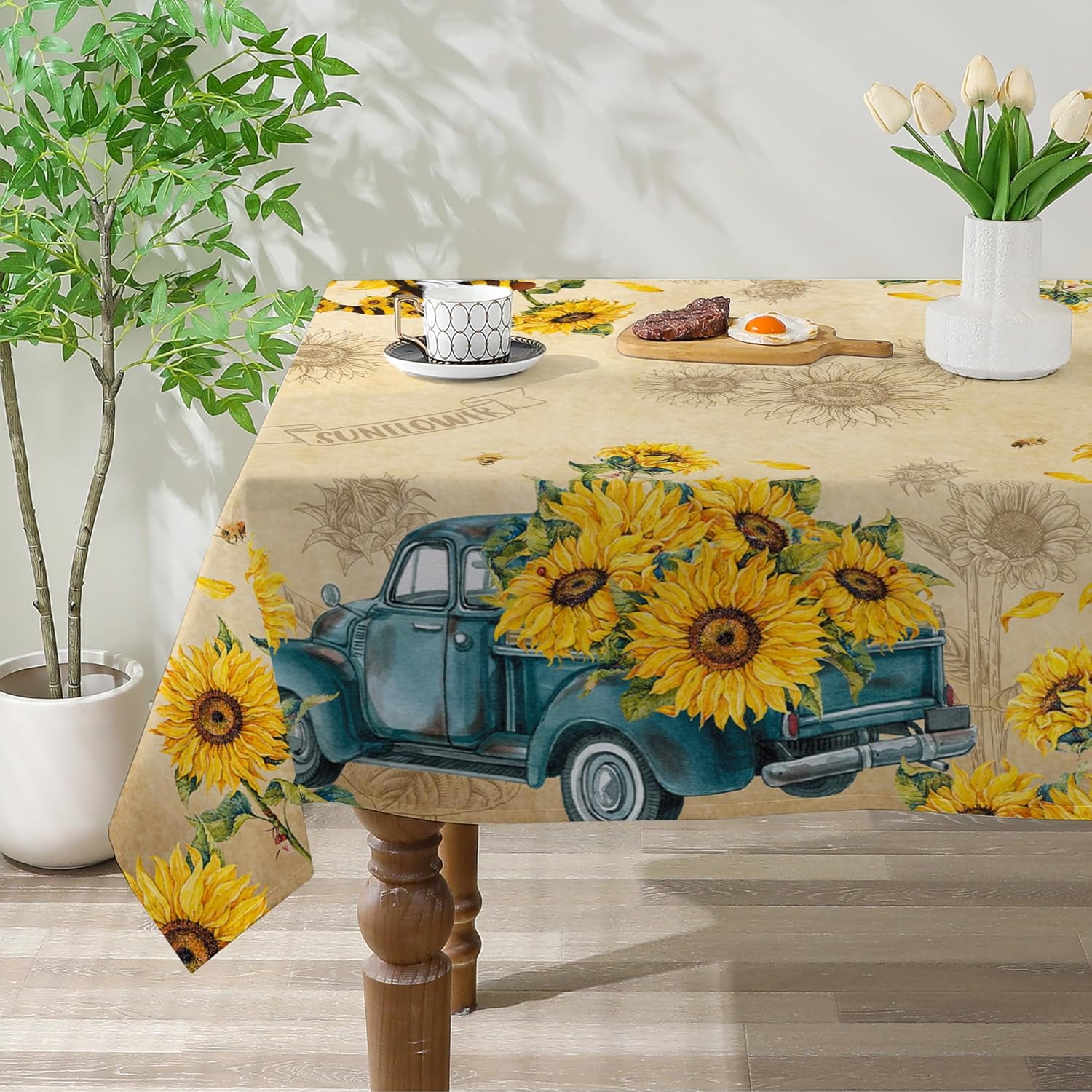 sunflower tablecloth 60x120 inch rectangle, yellow sunflower ...