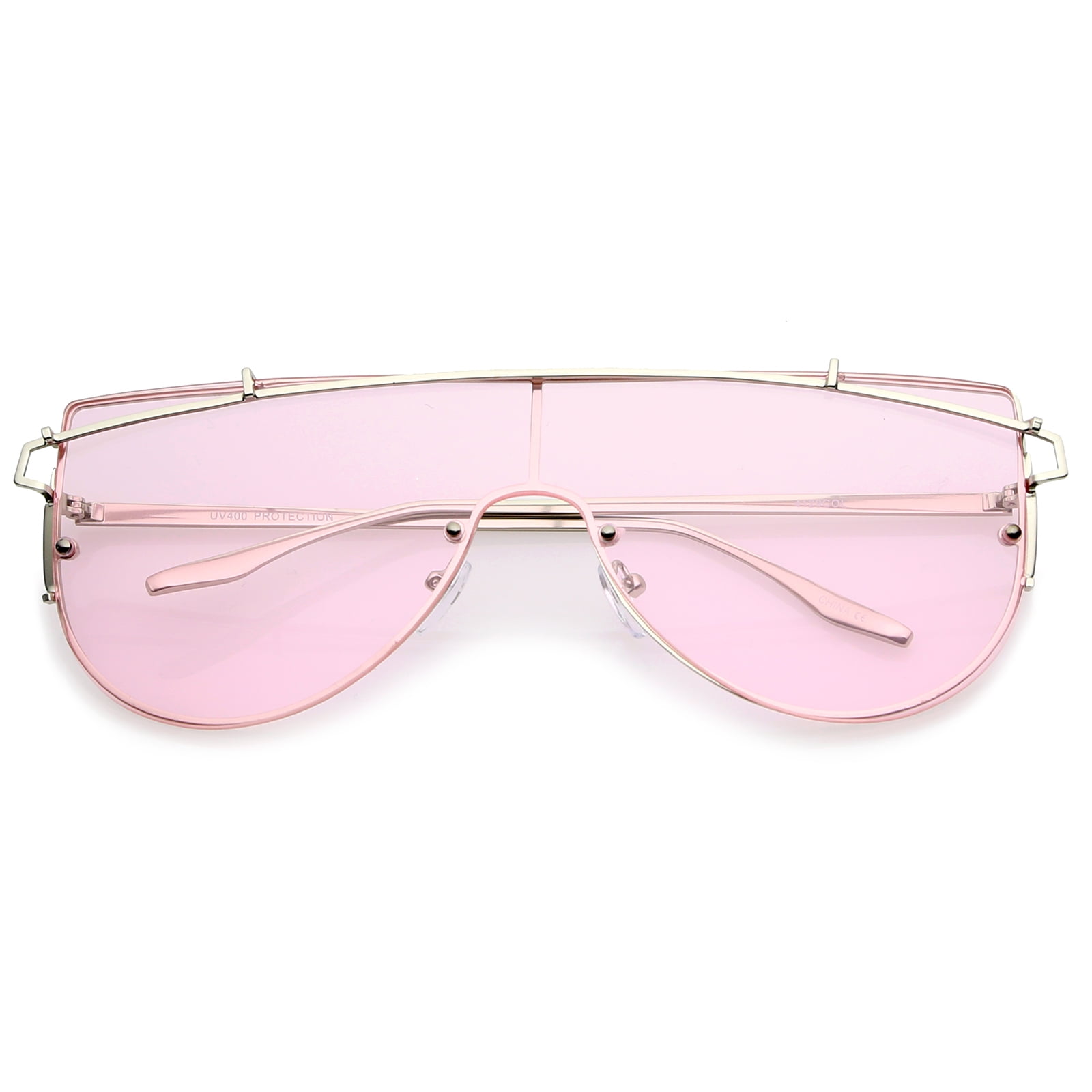 sunglassLA Unisex Futuristic Rimless Metal Crossbar Colored Mono Lens ...