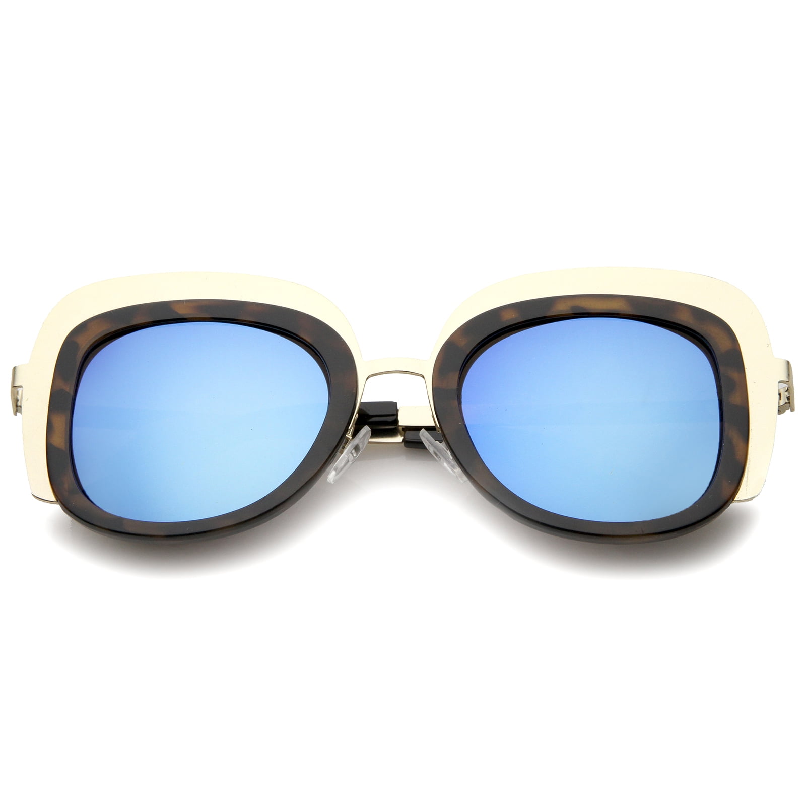 sunglassLA Unisex Oversize Metal Frame Border Colored Mirror Lens ...