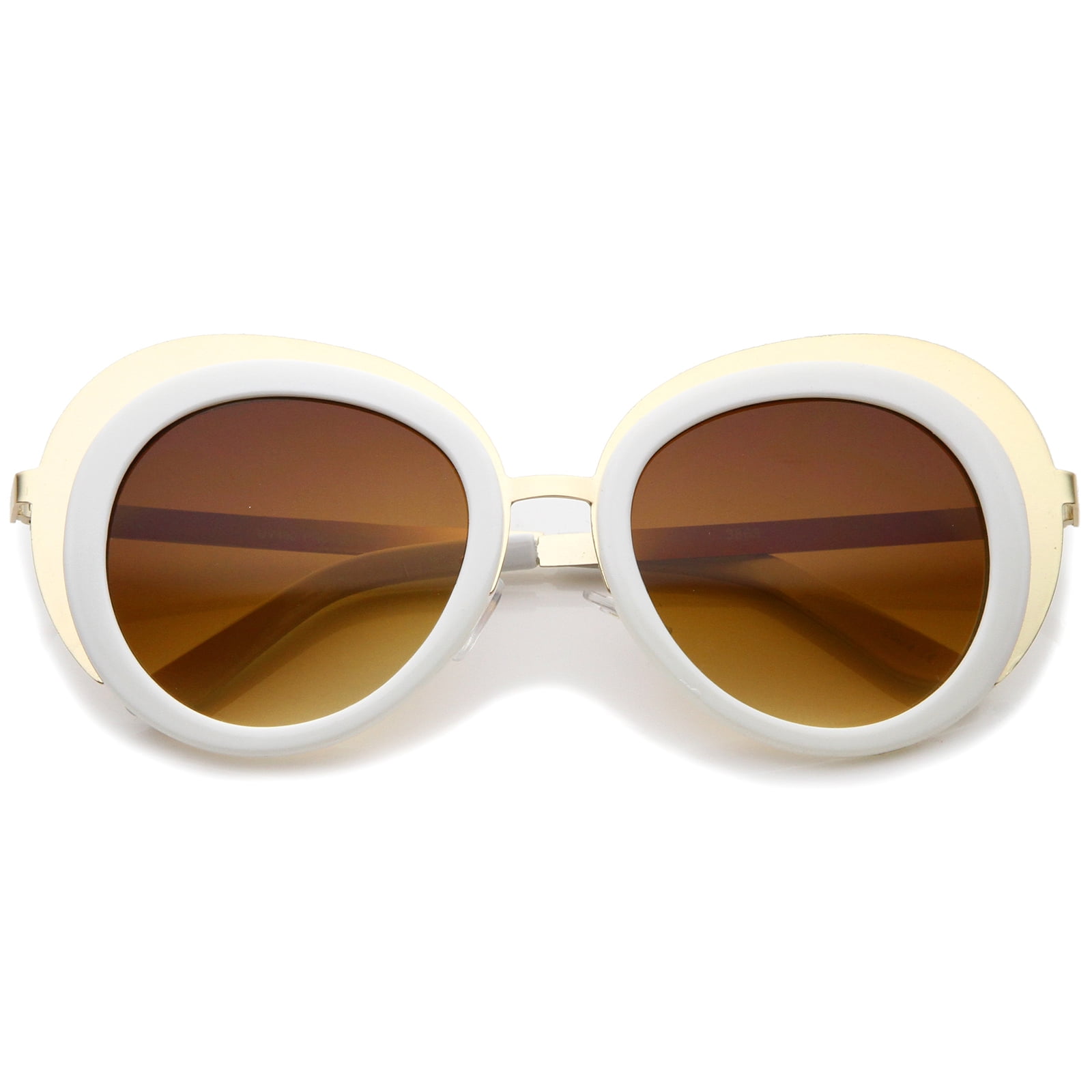 sunglassLA Unisex Women's Oversize Two-Tone Metal Frame Border Round ...